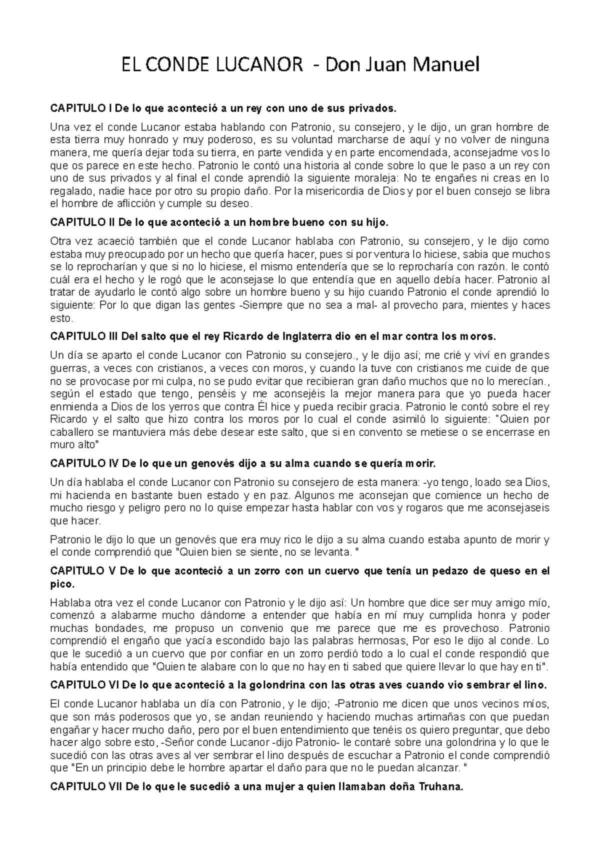 El conde Lucanor resumen y temas - Resumen y temas del conde lucanor ...