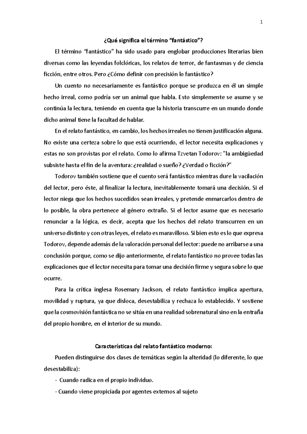 Definición de lo fantástico - 1 ¿Qué significa el término “fantástico ...