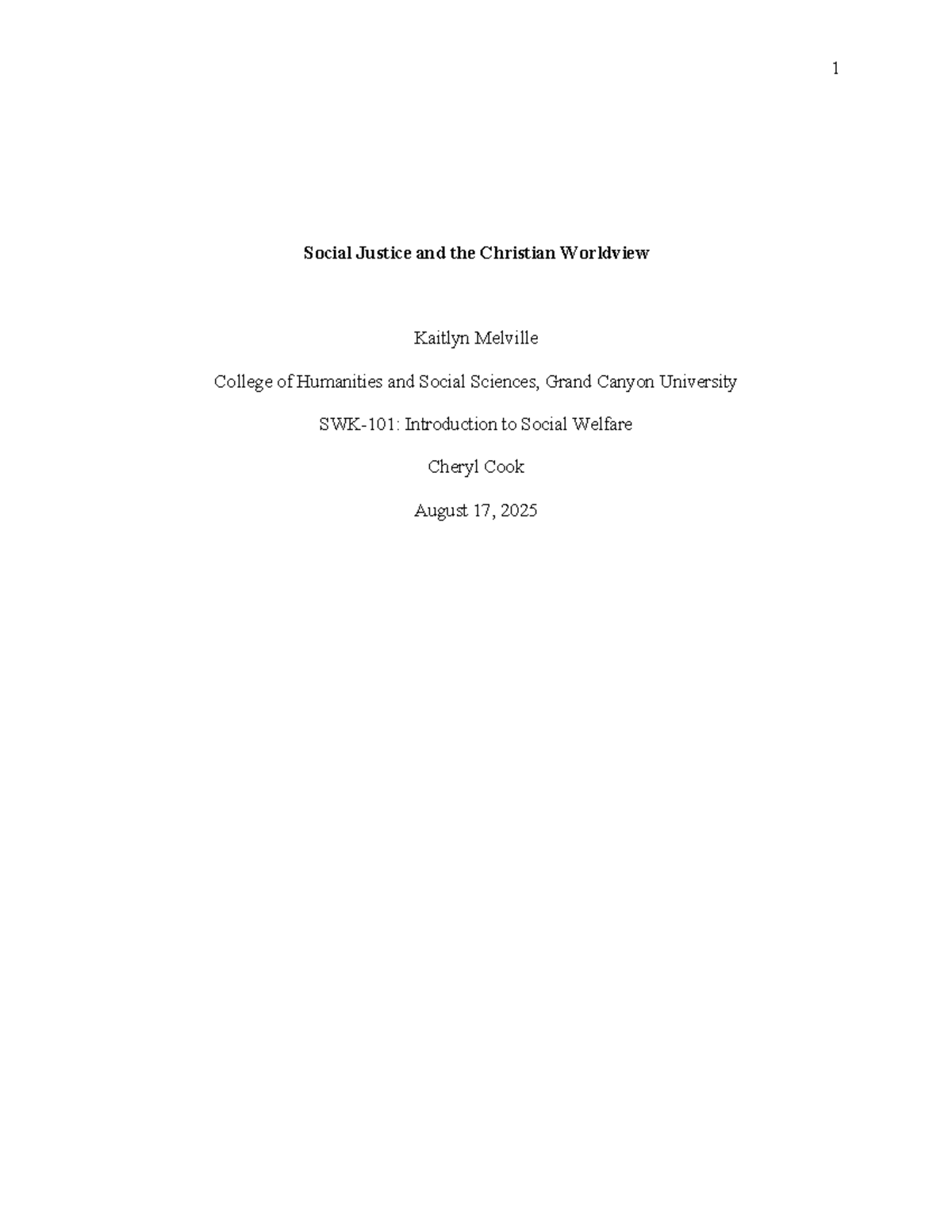 SOCW 101: Social Justice and the Christian Worldview Essay - Studocu