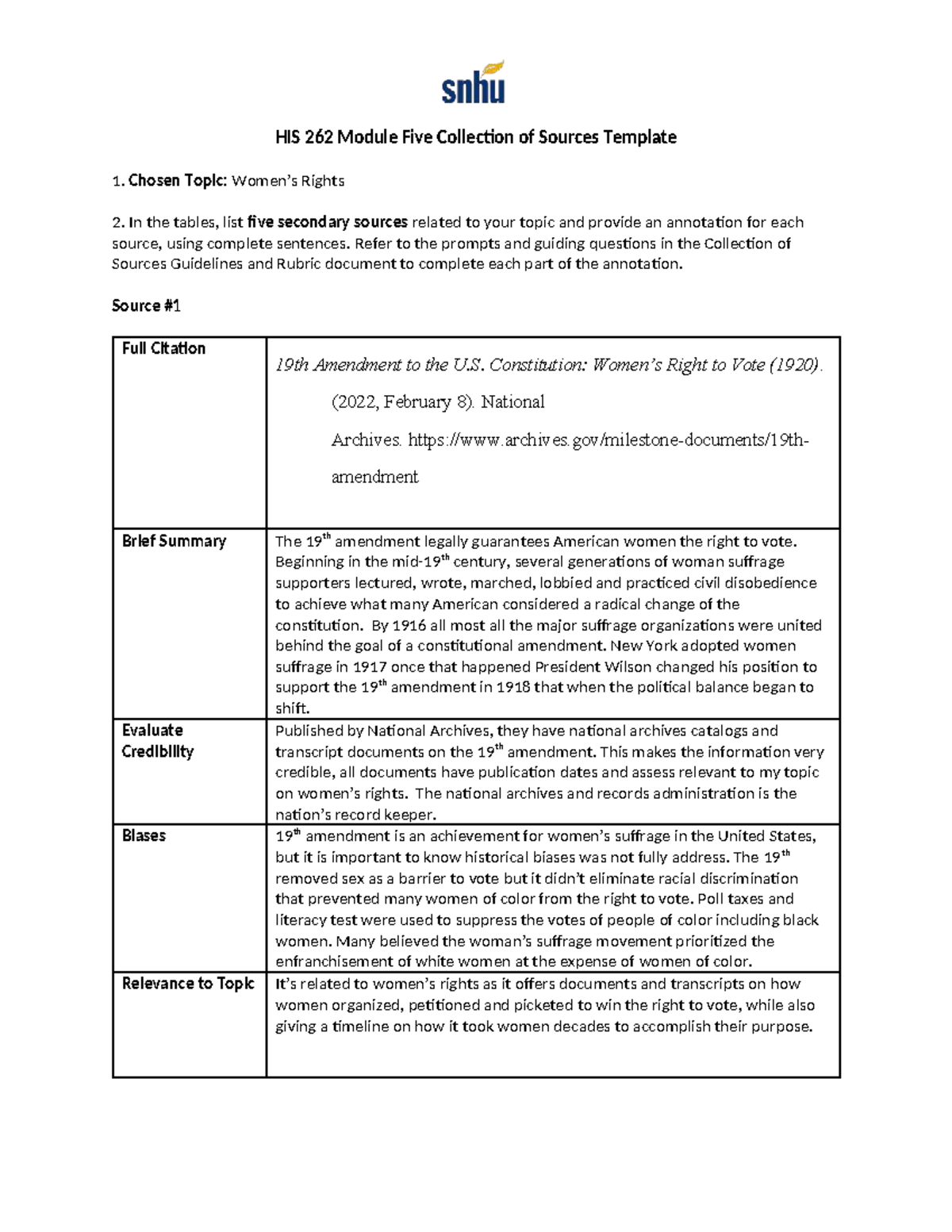 HIS 262 Module Five Annotated Sources on Rights - Studocu