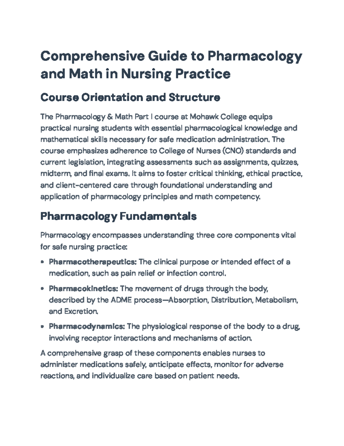 Comprehensive Guide to Pharmacology & Math in Nursing Practice (NURS ...