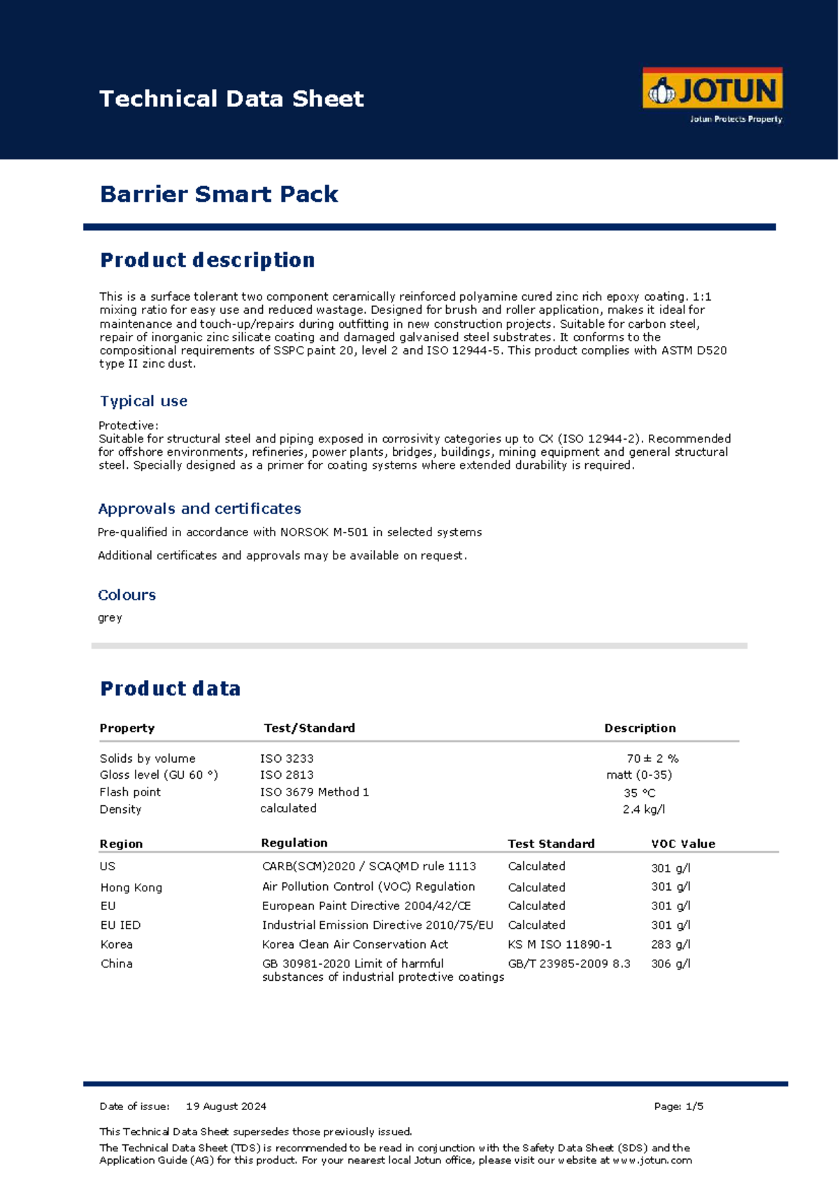 TDS 29560: Technical Data Sheet for Barrier Smart Pack Coating - Studocu