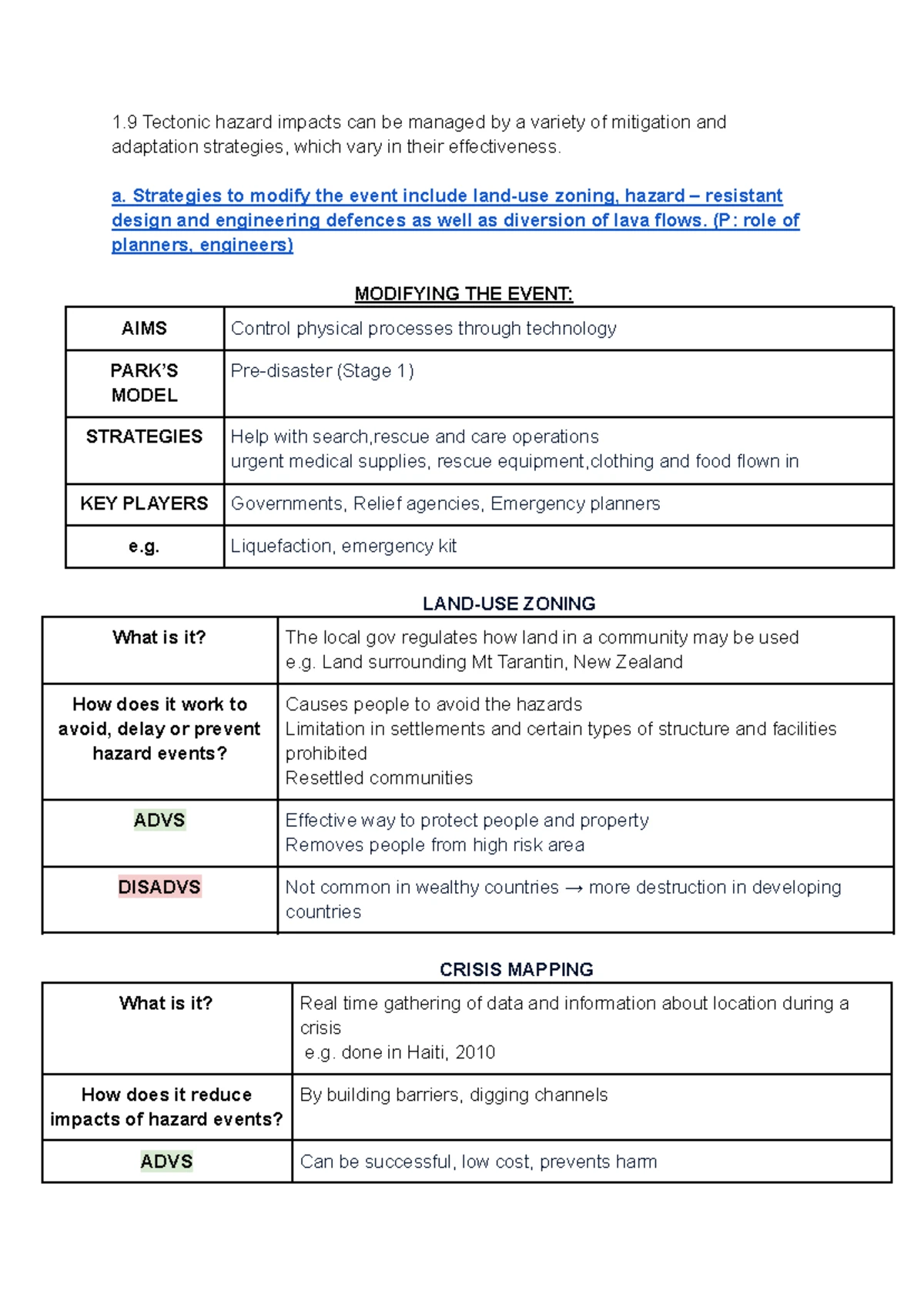 Types OF Disasters Hazard RISK EQ DEGG'S Model 1 - 1 Disaster ...