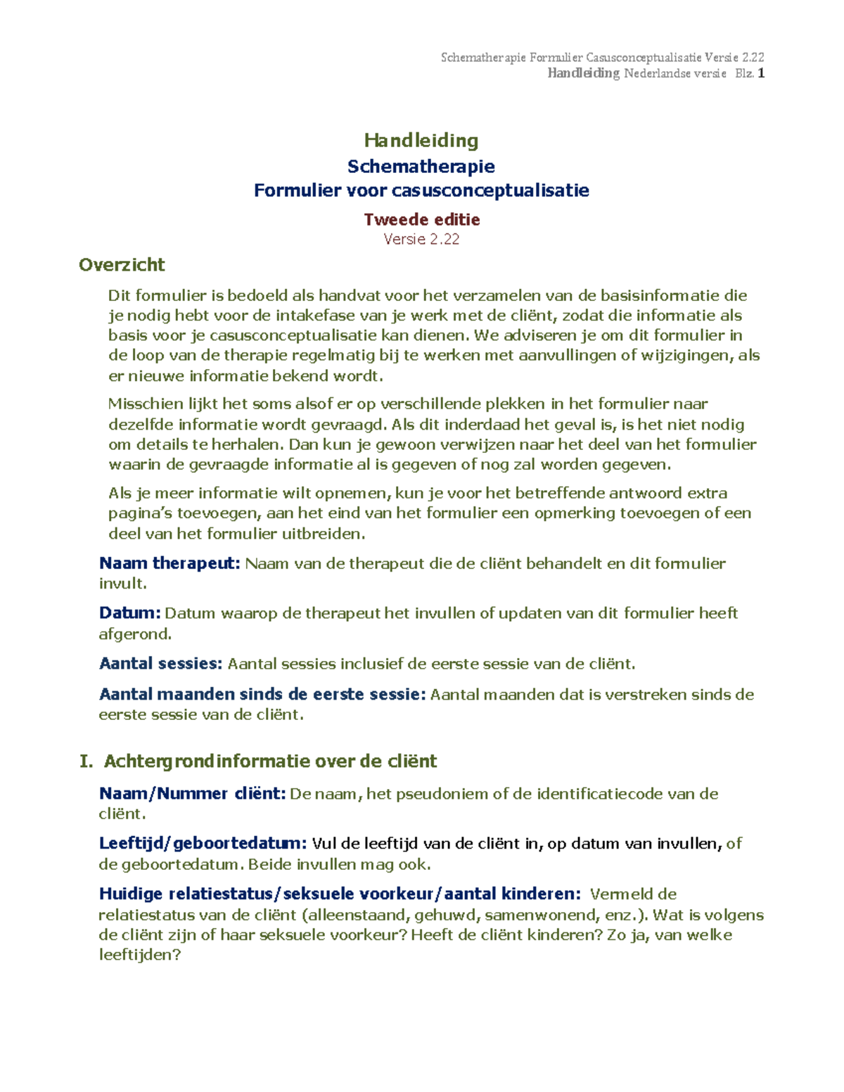 Handleiding ISST cc Formulier voor Casusconceptualisatie NL - Tweede Editie - Studeersnel