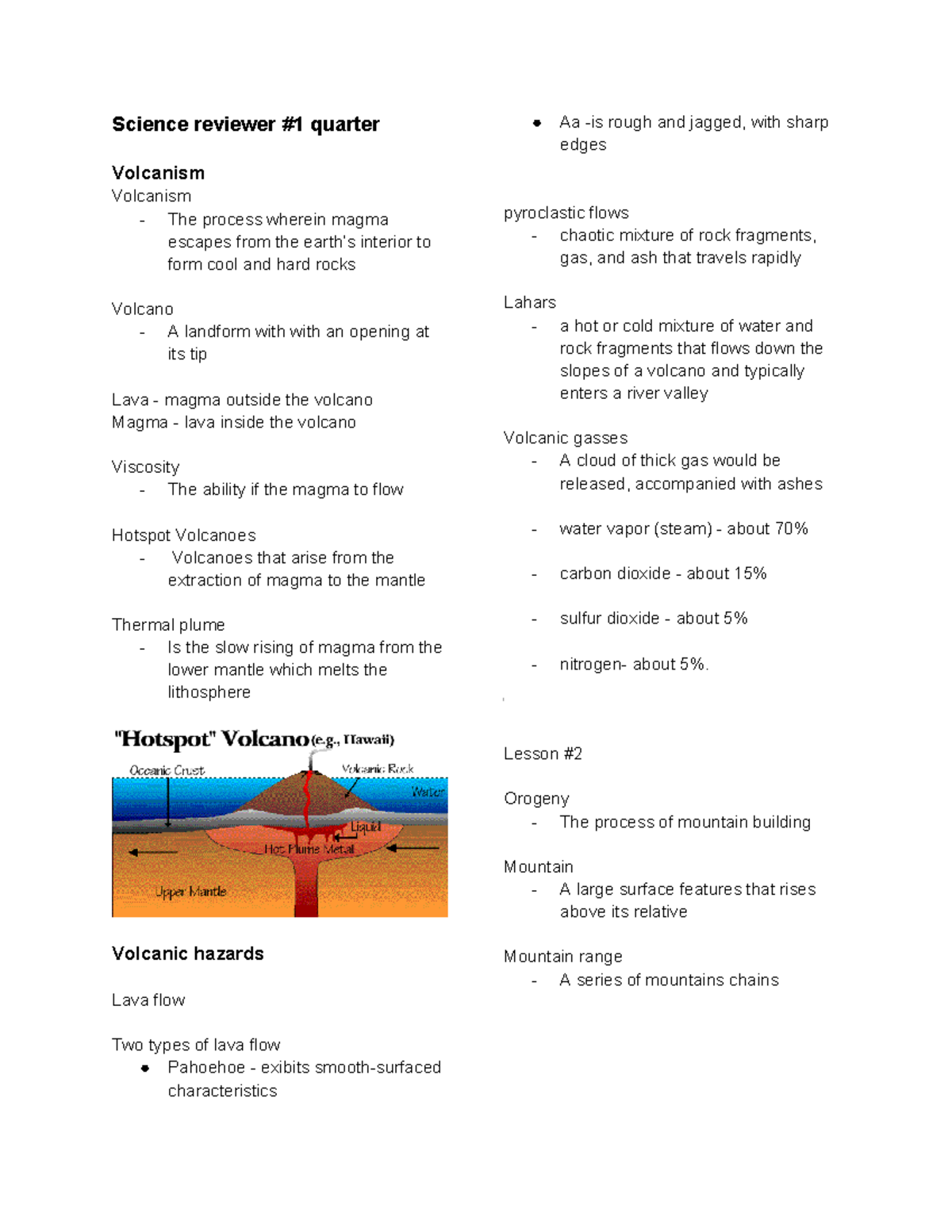 Science reviewer #1 quarter - Science reviewer #1 quarter Volcanism ...