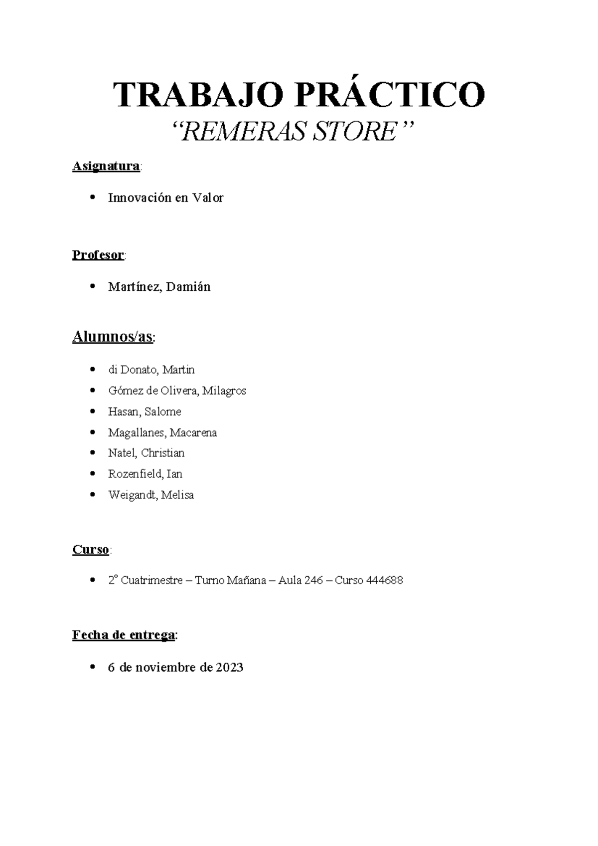 TP - Plan de Negocios Innovador para Remeras Store en Curso 444688 ...