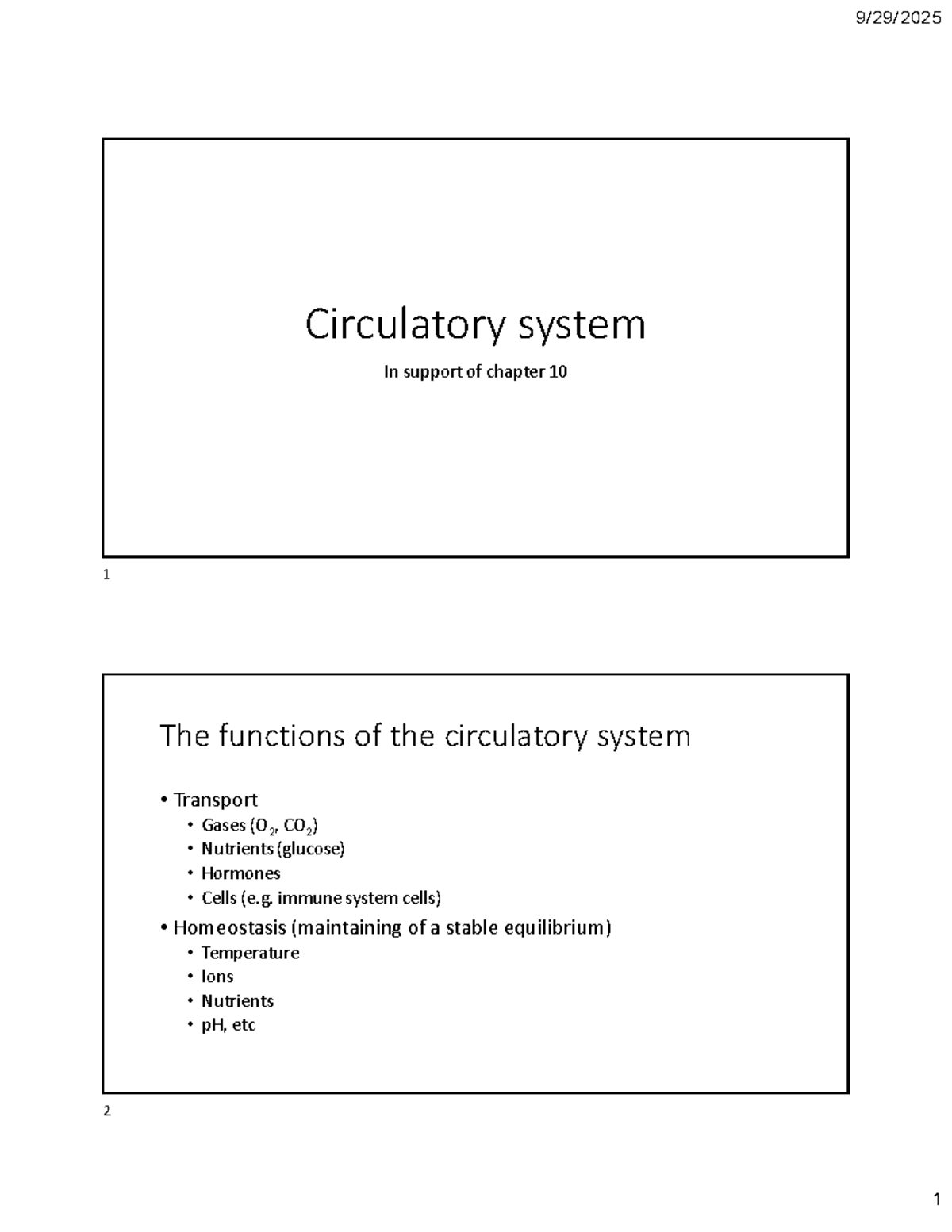 Circulatory System Overview and Key Components (L2025-11) - Studocu