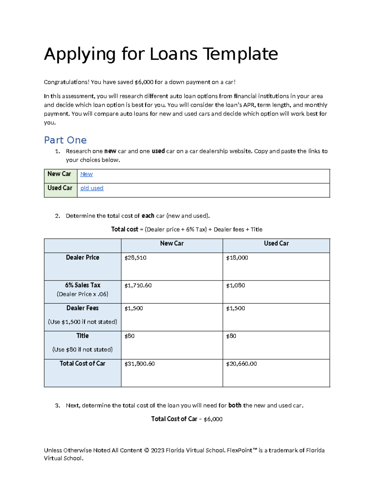 3.02 Auto Loan Assessment: A Comparative Analysis of New & Used Cars ...