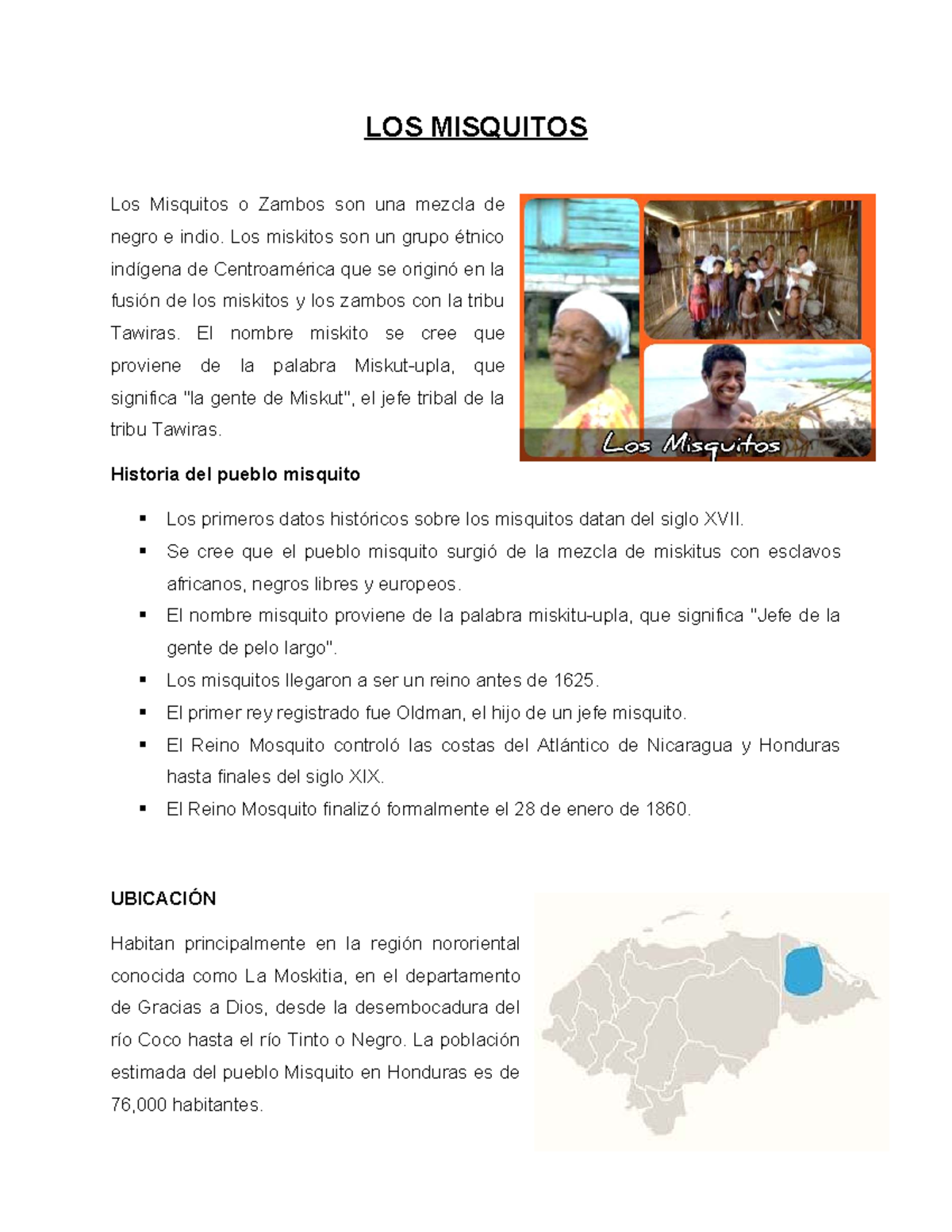 Los Misquitos: Historia, Cultura e Idioma del Pueblo Indígena - Studocu