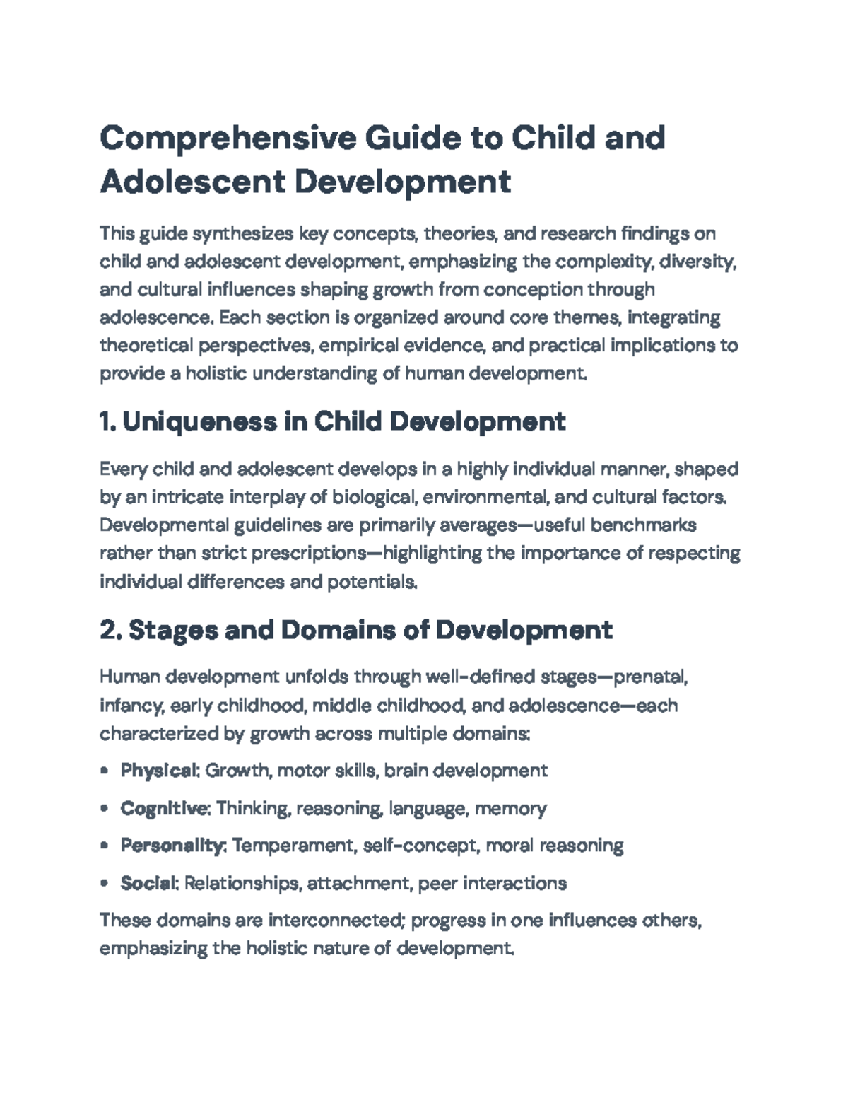 Comprehensive Guide to Child and Adolescent Development (Course Code ...