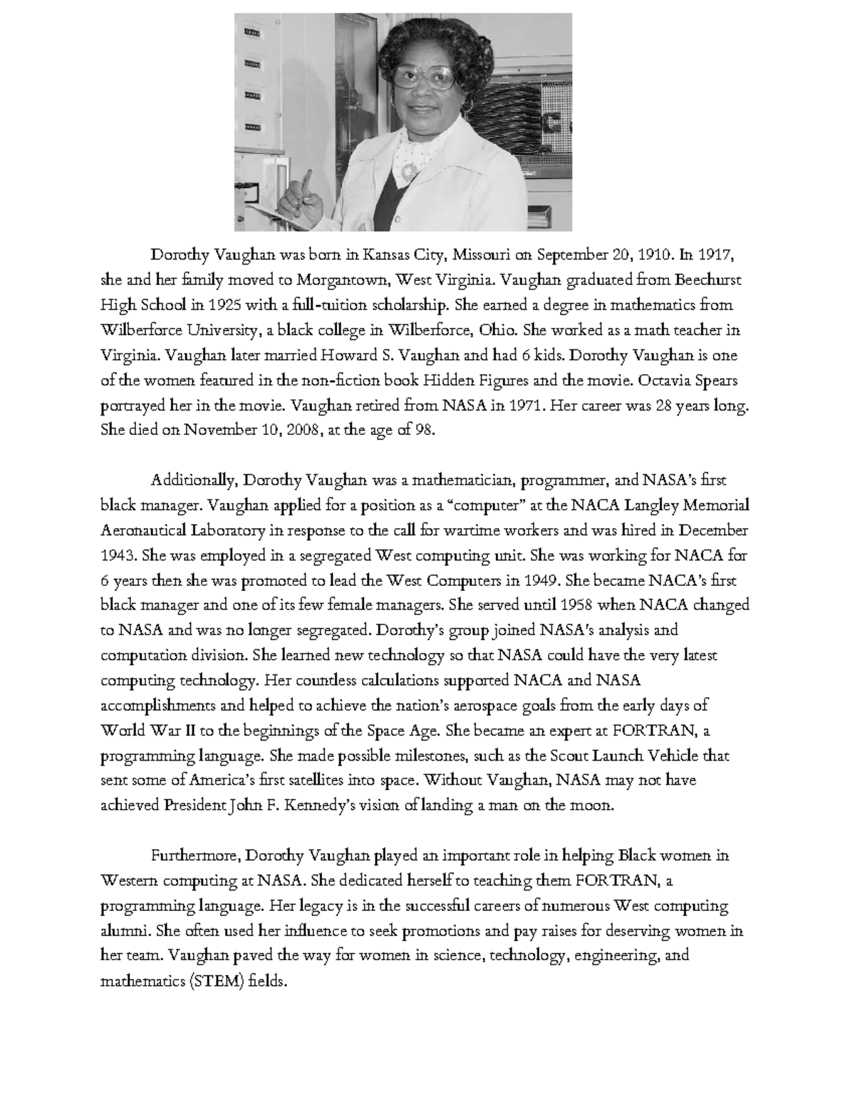 Dorothy Vaughan: Pioneering Mathematician & NASA's First Black Manager ...