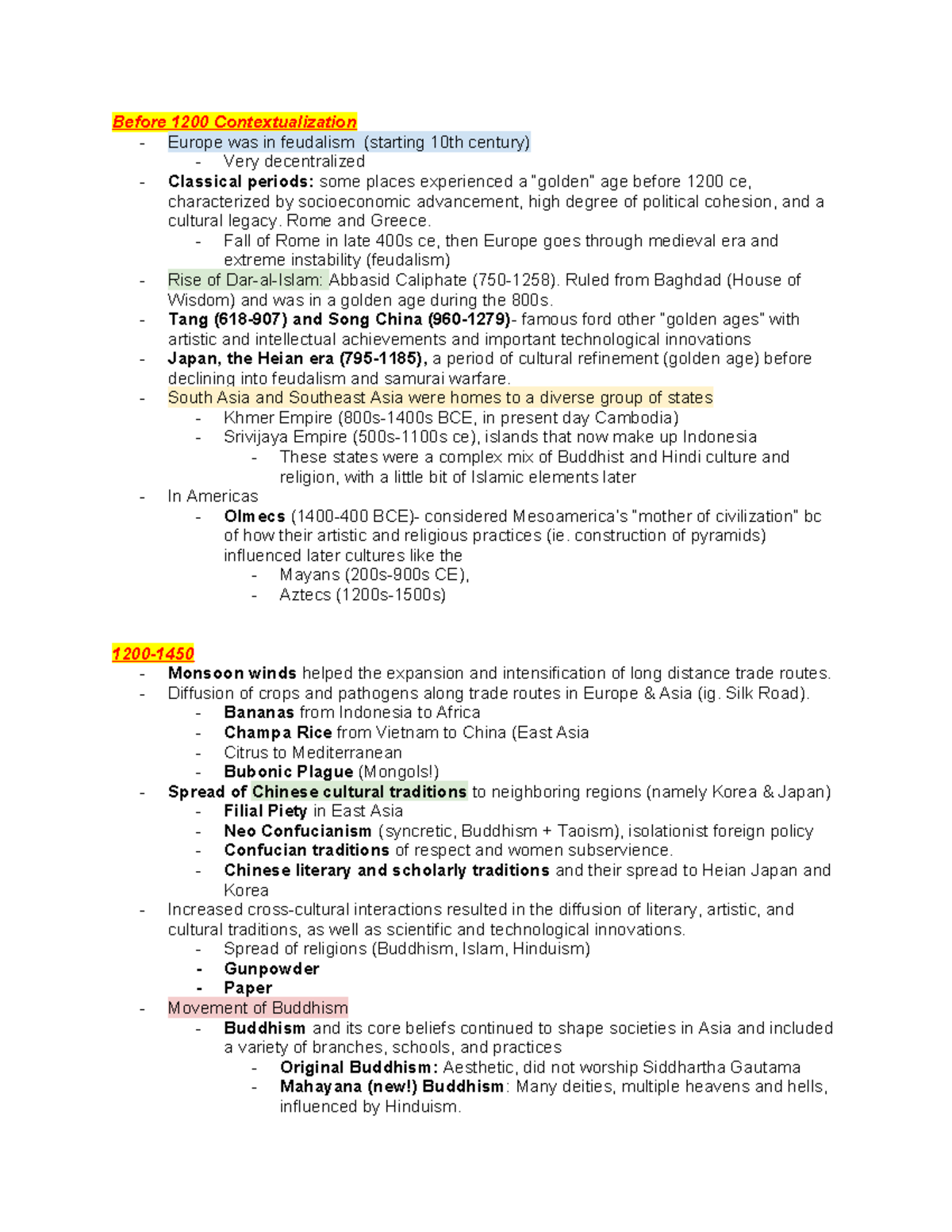 AP World History Notes: Before 1200 - Contextualization and Key ...