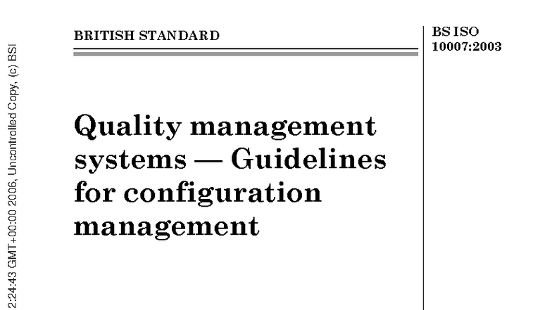 ISO 10007:2003 - Guidelines for Configuration Management - Studocu