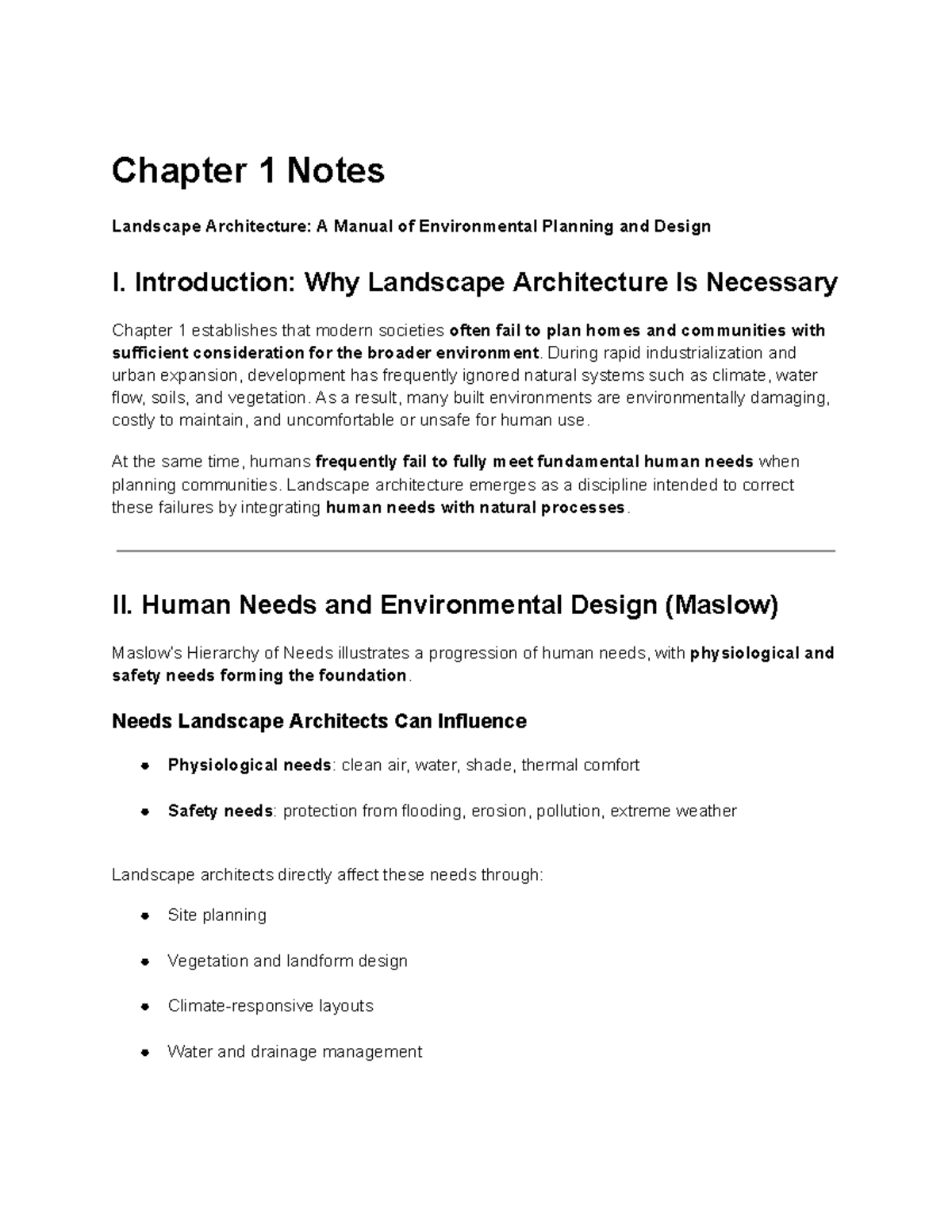 LAND 1500 - Chapter 1-3 Notes on Landscape Architecture and Design ...