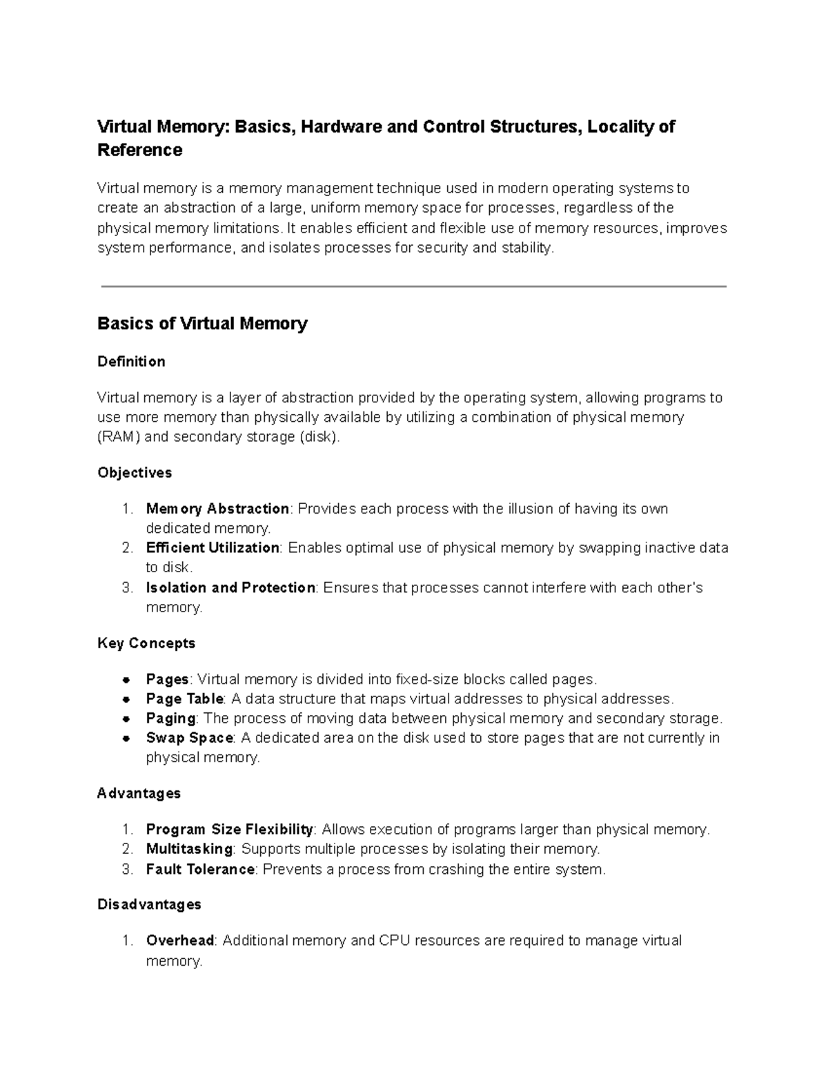 Virtual Memory Concepts: Key Principles and Page Replacement (CS202 ...