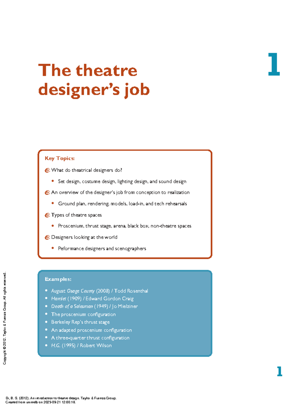 Theatre Design Overview: The Role of Designers in Productions - Studocu