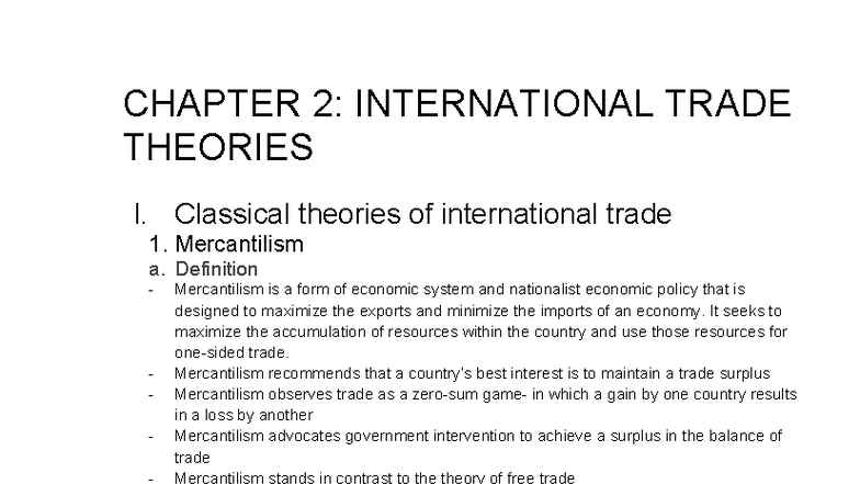 TMAE301 - Chapter 2: International Trade Theories and Policies - Studocu