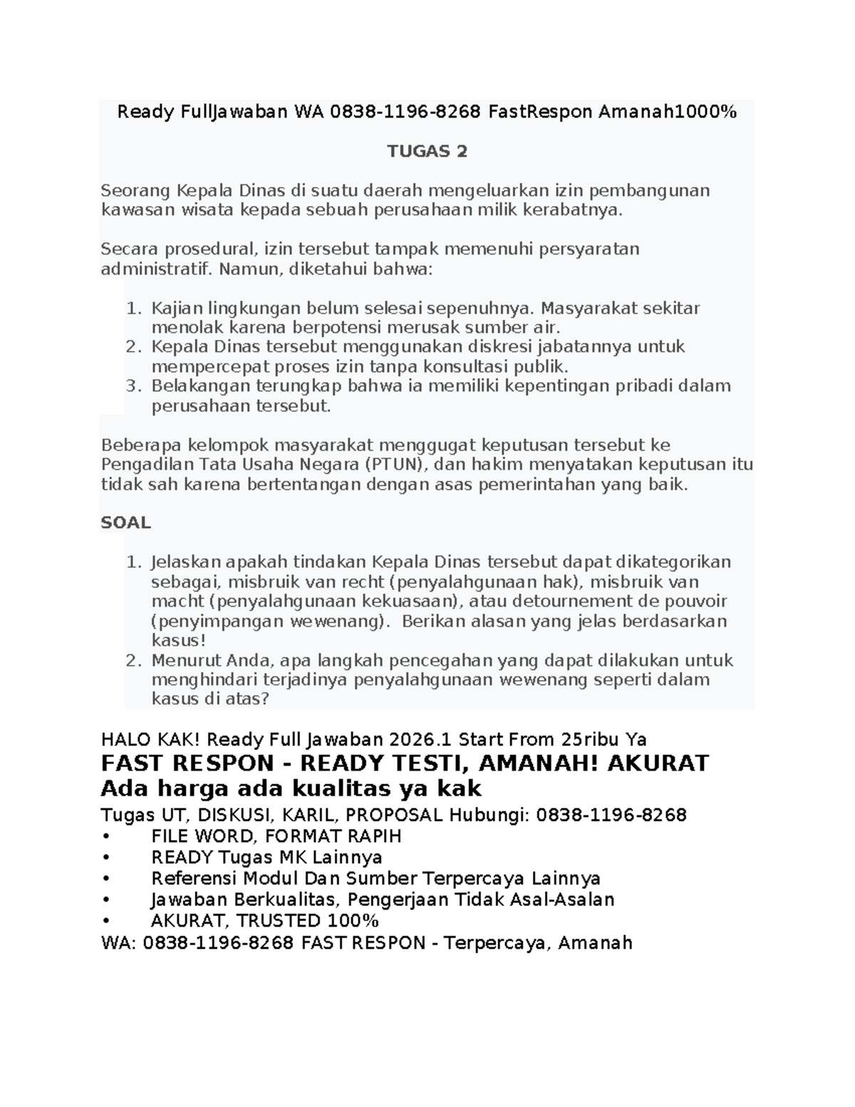 Tugas 2 - Etika Pemerintah: Analisis Penyalahgunaan Wewenang - Studocu