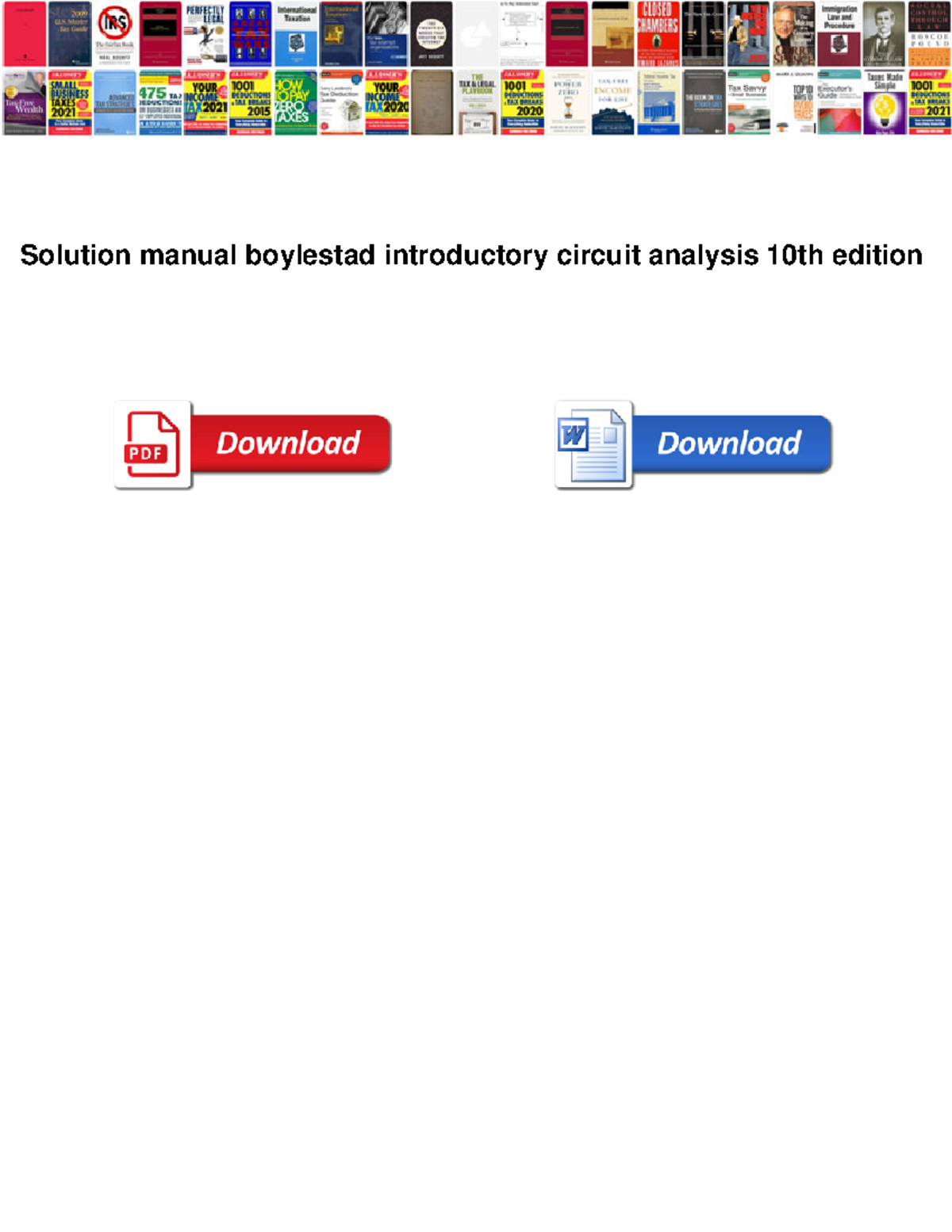 Boylestad Introductory Circuit Analysis 10th Ed. Solution Manual PDF ...