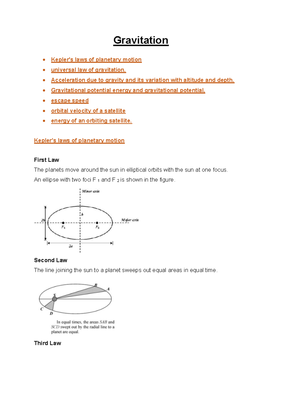 Gravitation Laws & Planetary Motion: Universal Law & Applications - Studocu