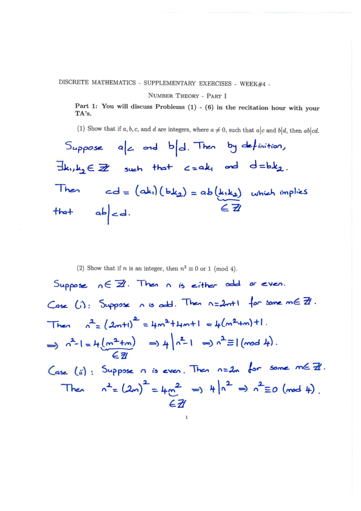 Solutions to Supplementary Exercises Week 4 - Discrete Mathematics - a ...