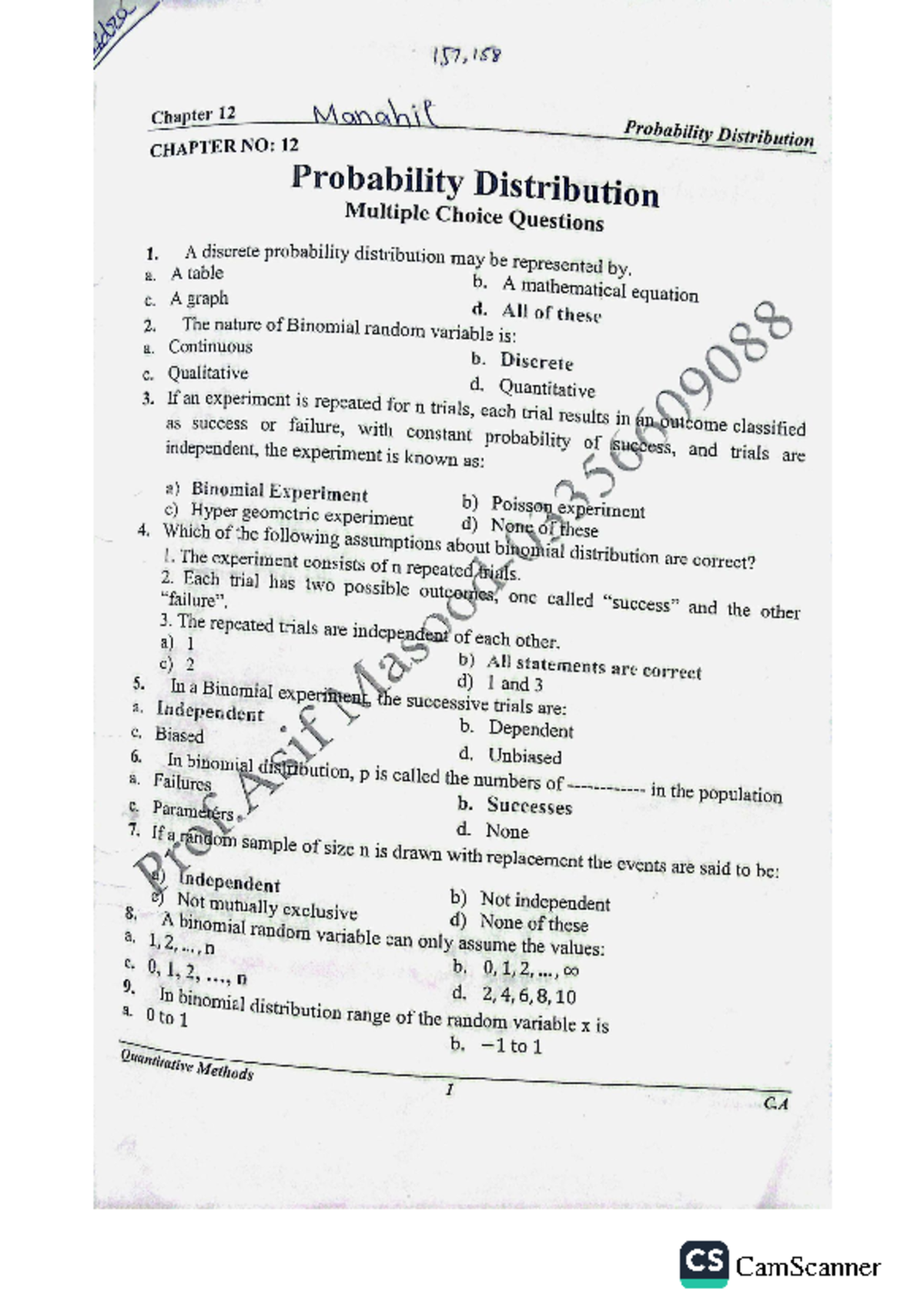 Discrete probability distribution - prc QM - Studocu