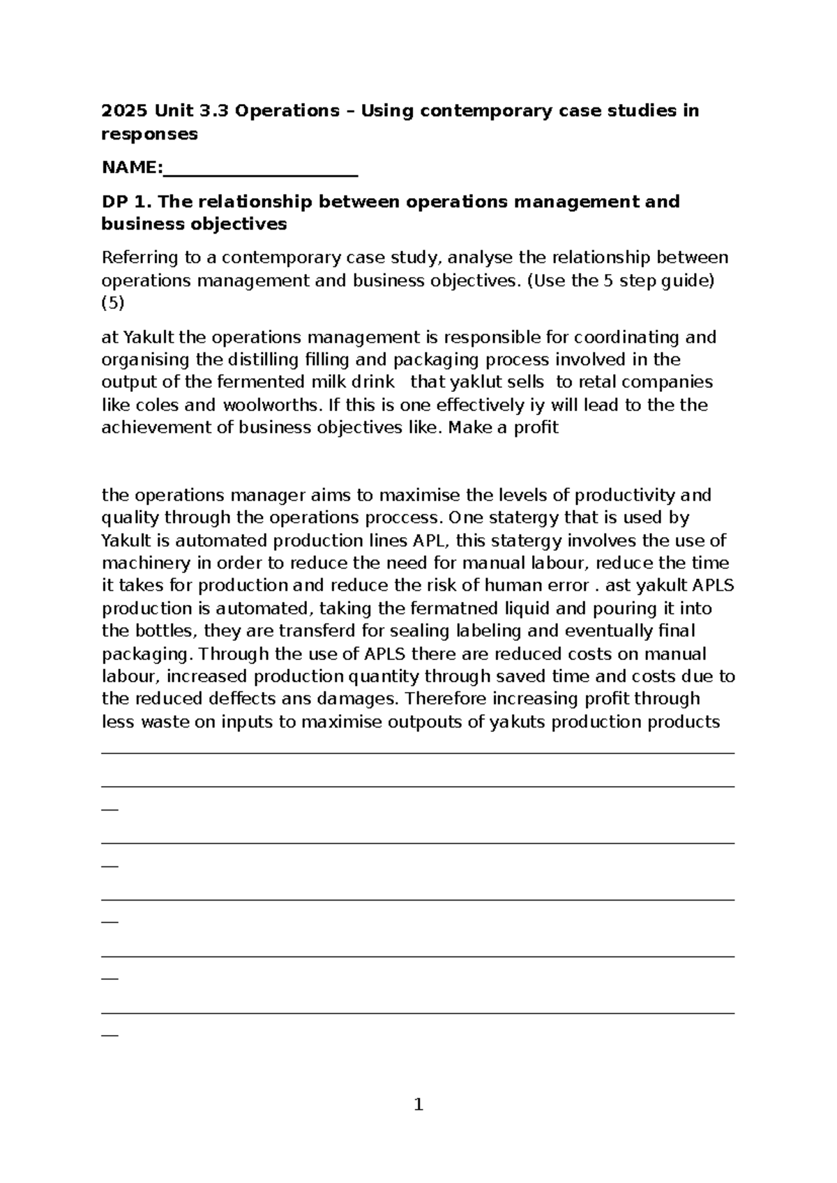 2025 Unit 3.3 Operations Management: Analyzing Case Studies for ...