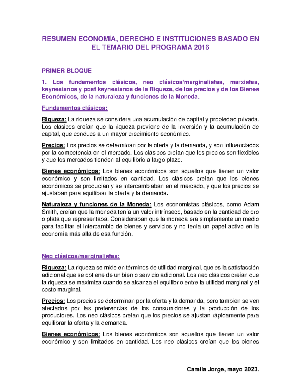 Resumen de Economía, Derecho e Instituciones - PLAN 2016 FDER Udelar ...