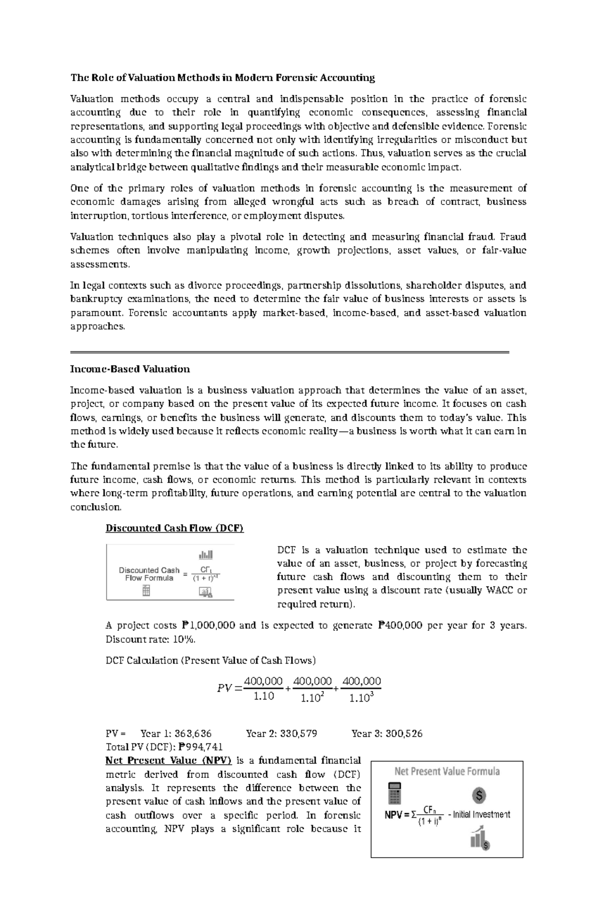 Valuation Methods in Forensic Accounting: Key Insights and Applications ...