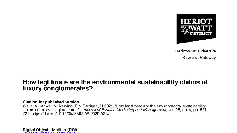 How Legitimate Are Luxury Conglomerates' Sustainability Claims? - Studocu