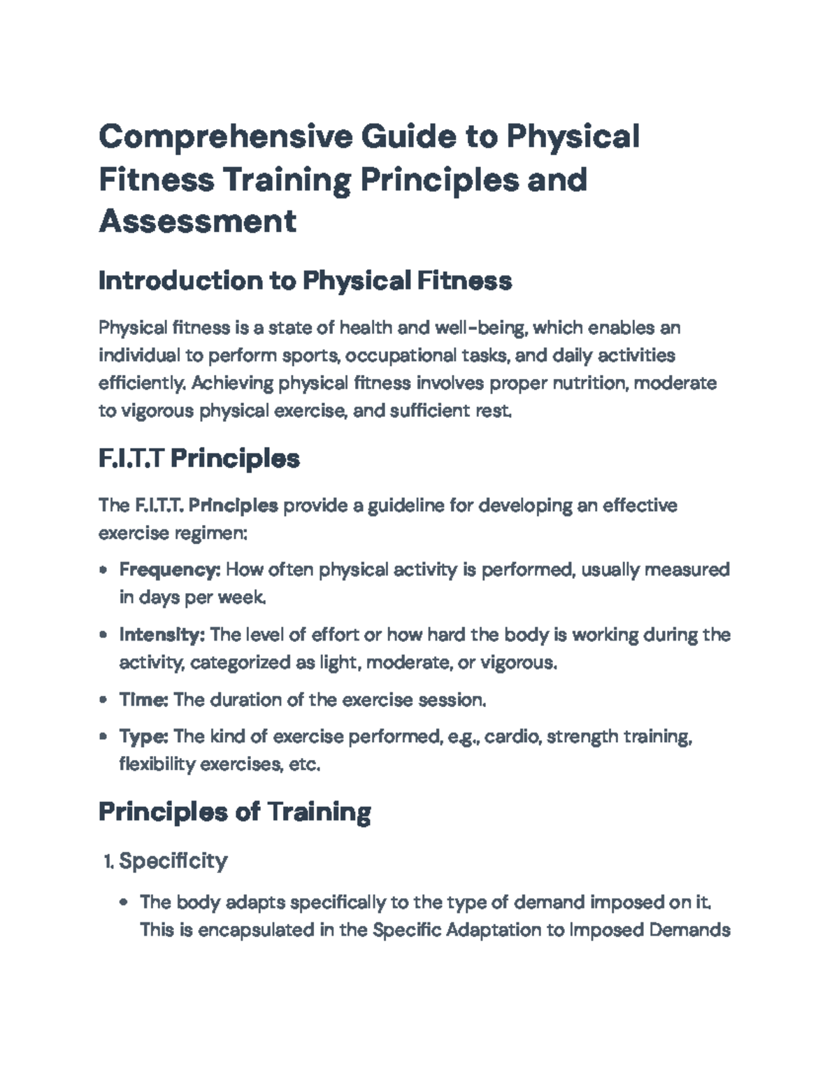 Comprehensive Guide to Physical Fitness Training Principles and ...