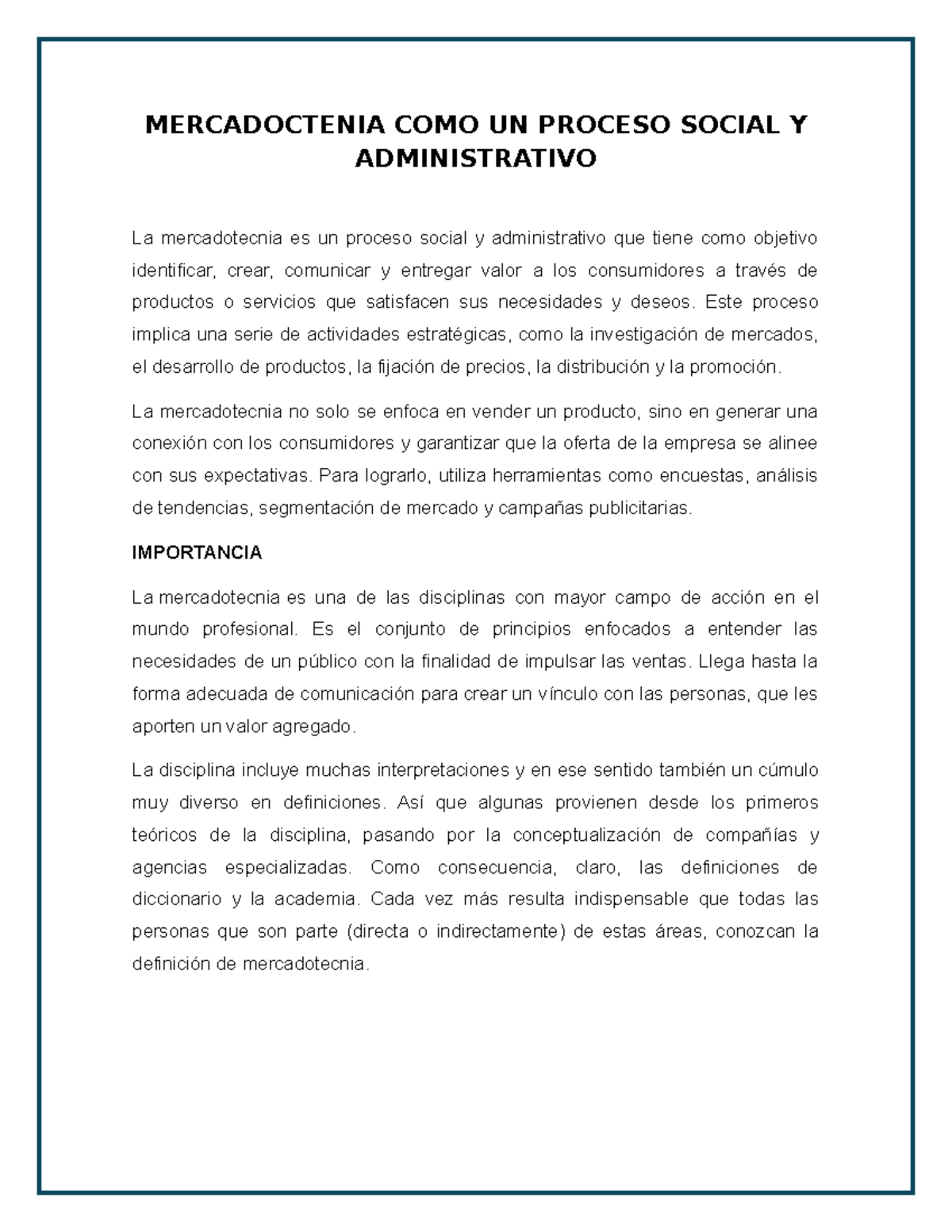 Mercadotecnia como Proceso Social y Administrativo: Conceptos Clave ...
