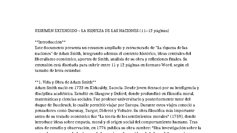Resumen Ampliado de "La Riqueza de las Naciones" - Adam Smith - Studocu