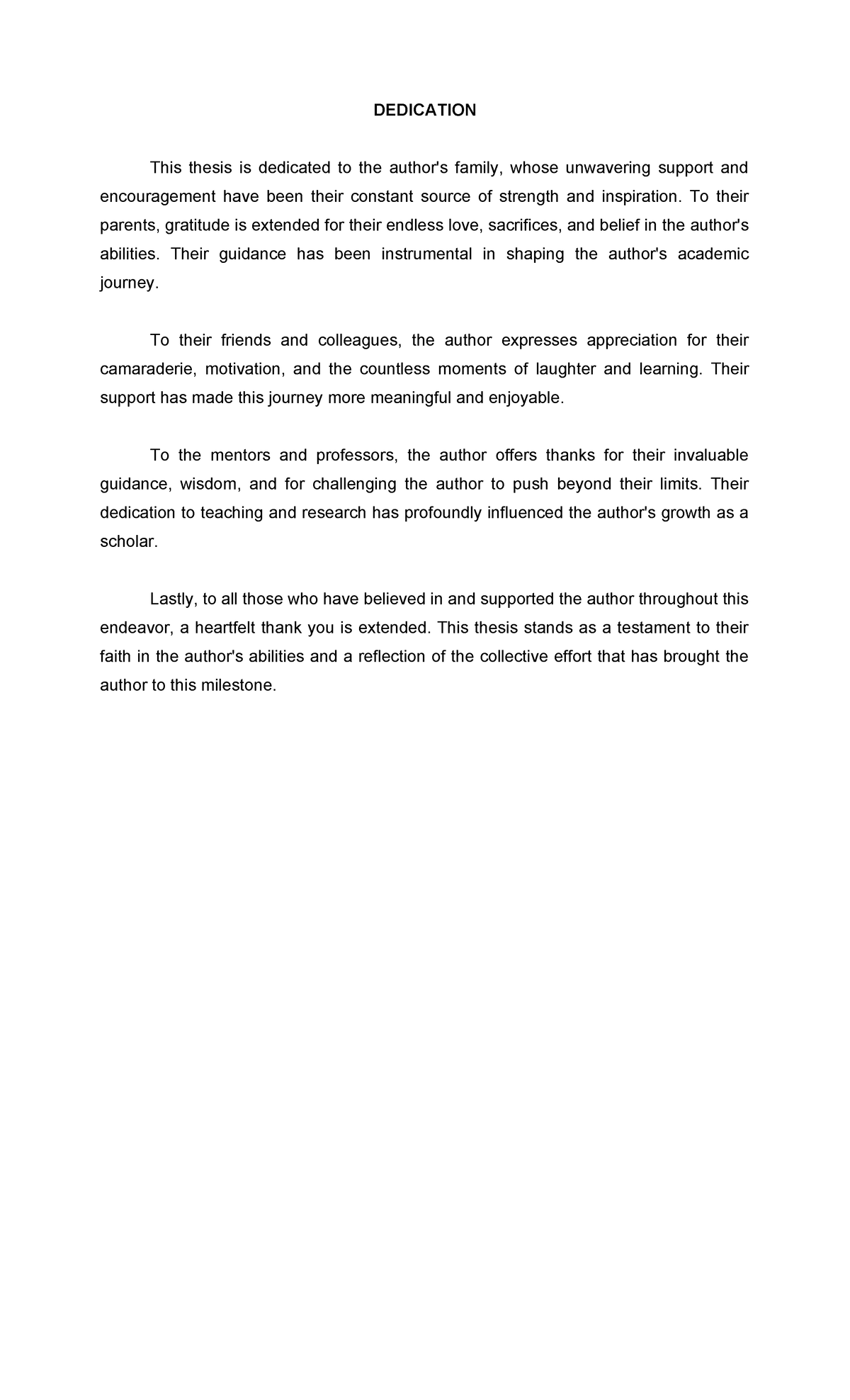 Dedication in Thesis: Acknowledging Support and Inspiration - Studocu