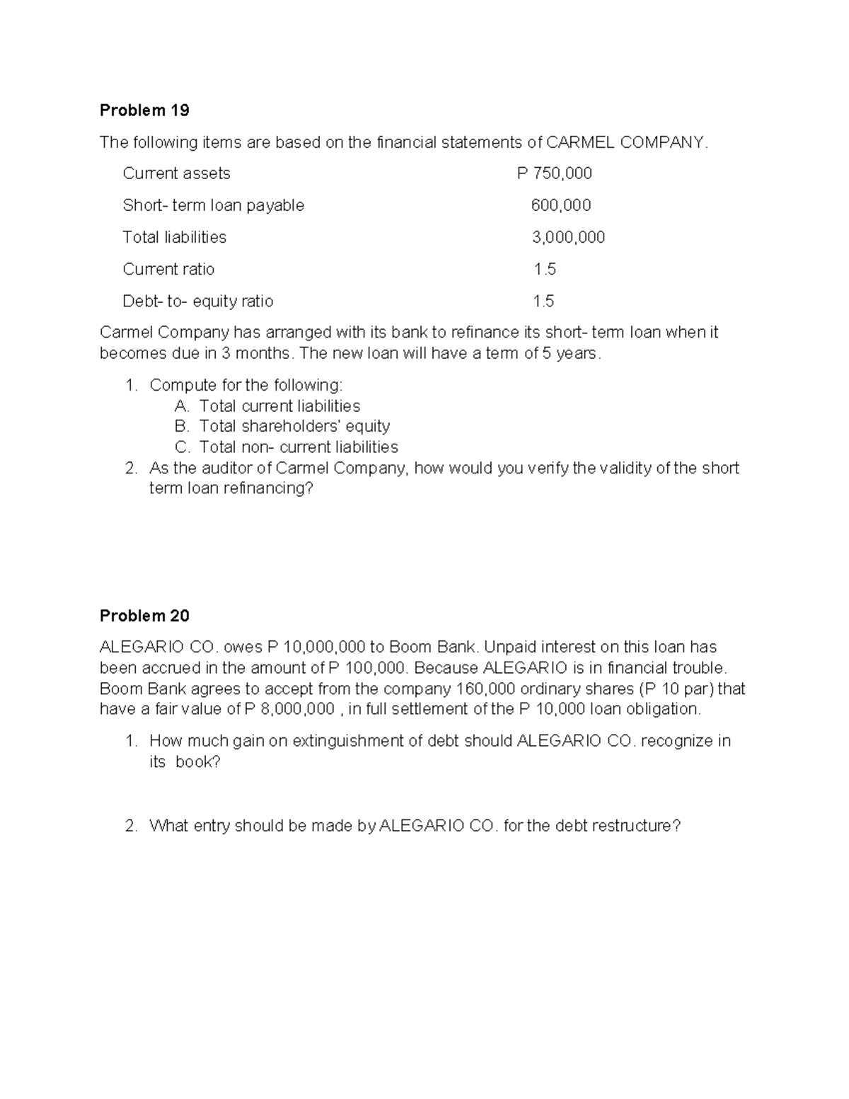 LIAB-PROB: Financial Statement Analysis & Debt Restructuring Problems ...
