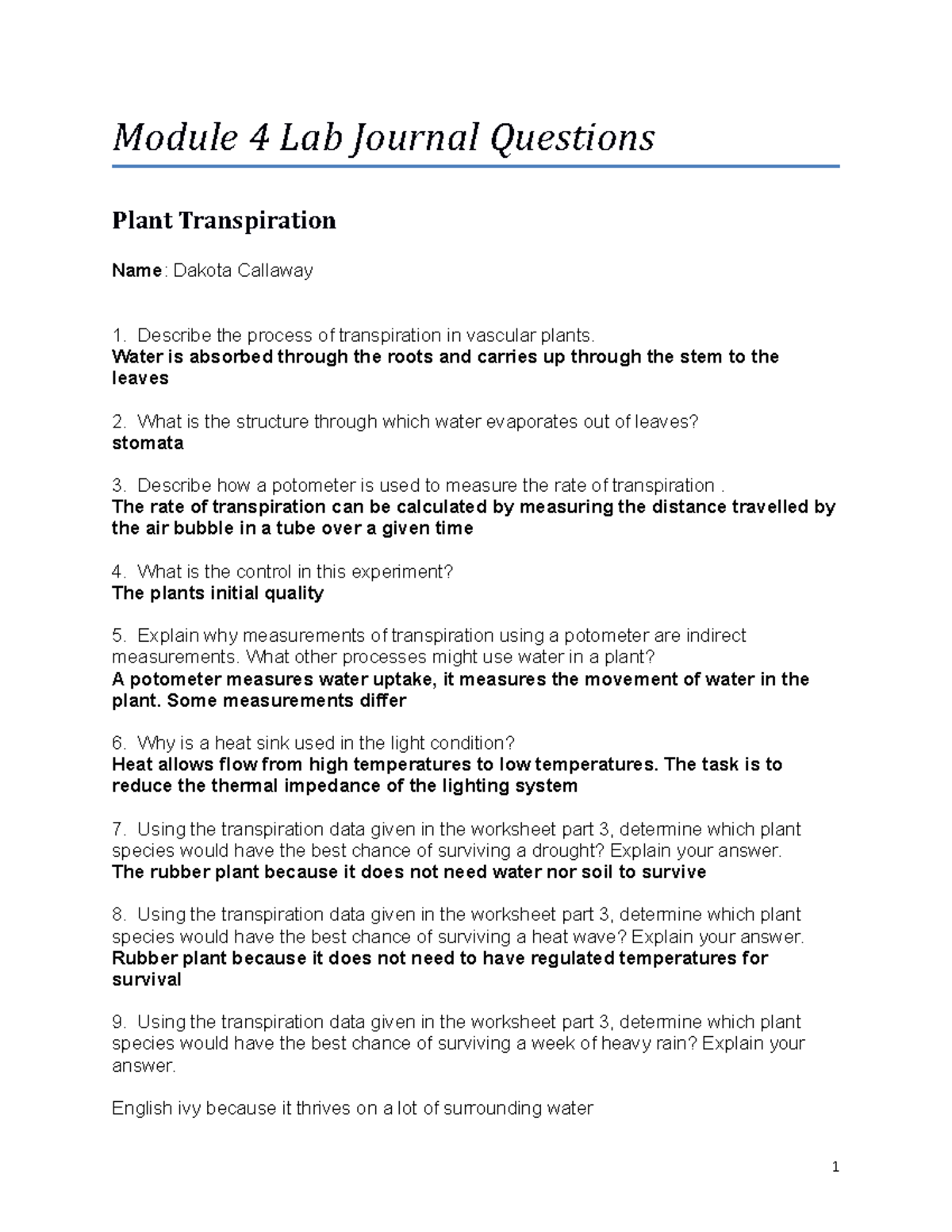 Dakota Callaway L4Journal - Module 4 Lab Journal Questions Plant ...