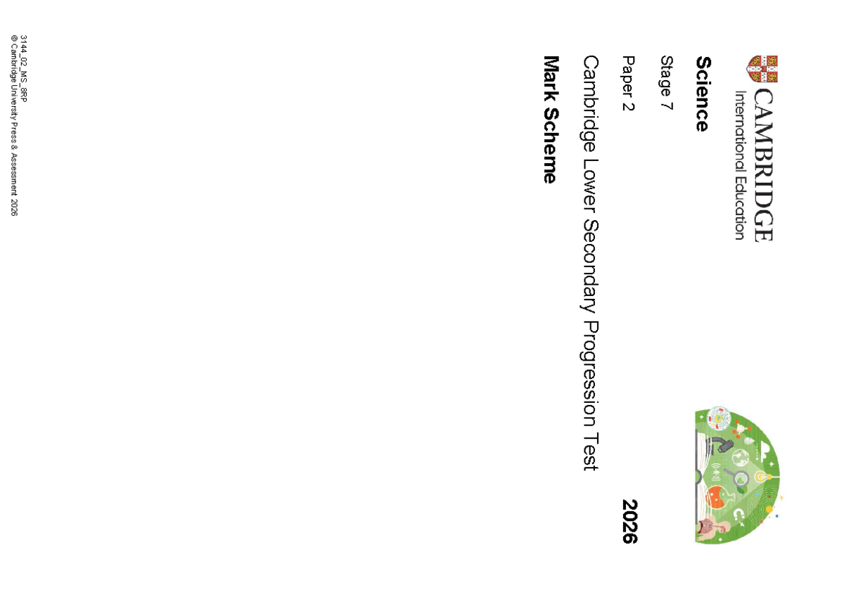 2026 Science Stage 7 Paper 2 Marking Scheme - Studocu