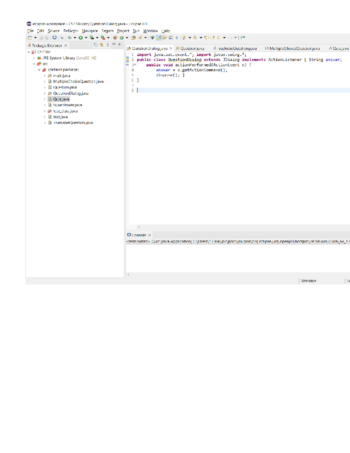 Unit 7 Programming assignment - Eclipse IDE File Edit Source Refactor ...