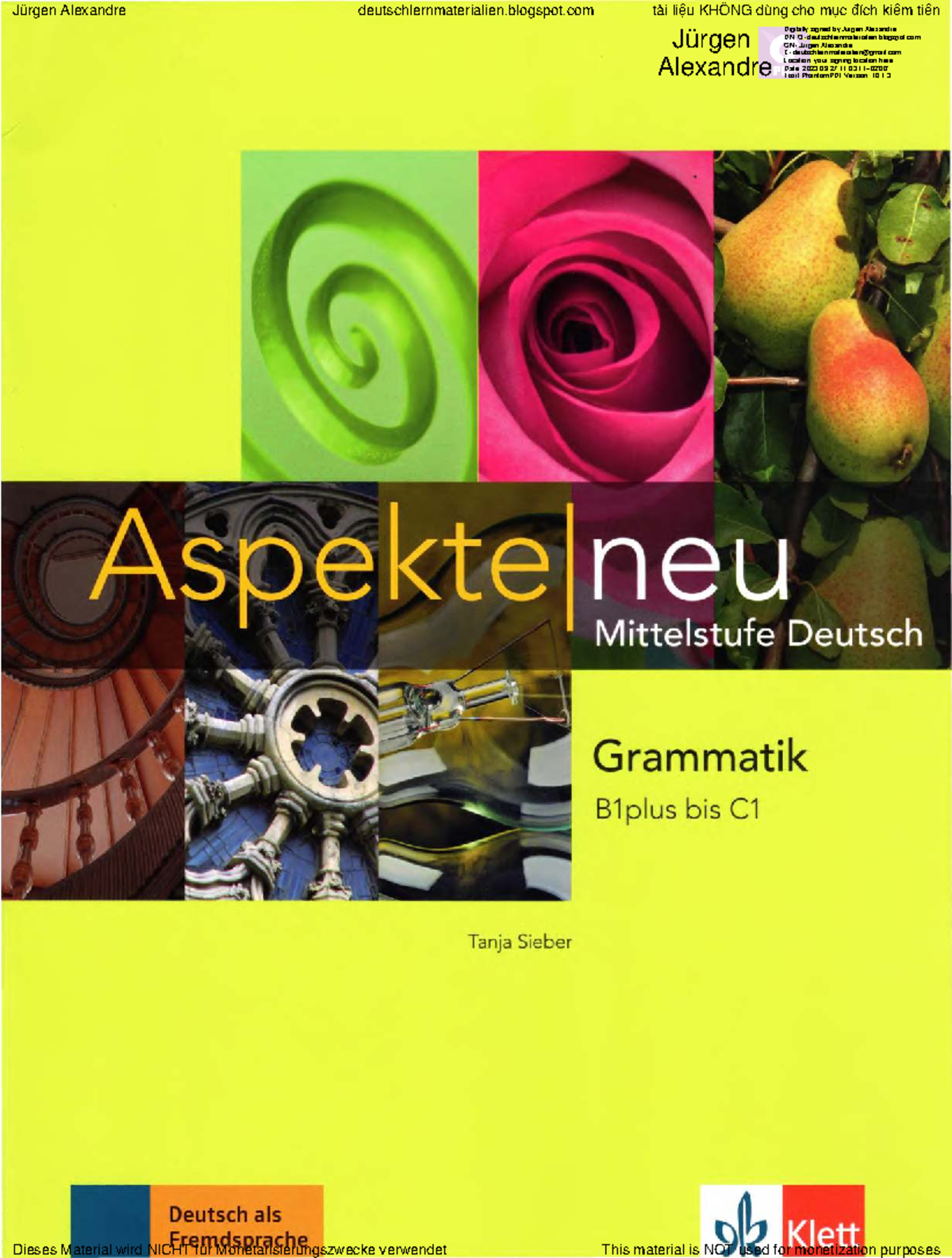 Aspekte neu Grammatik B1+ bis C1: Lernmaterialien und Übungen - Studocu