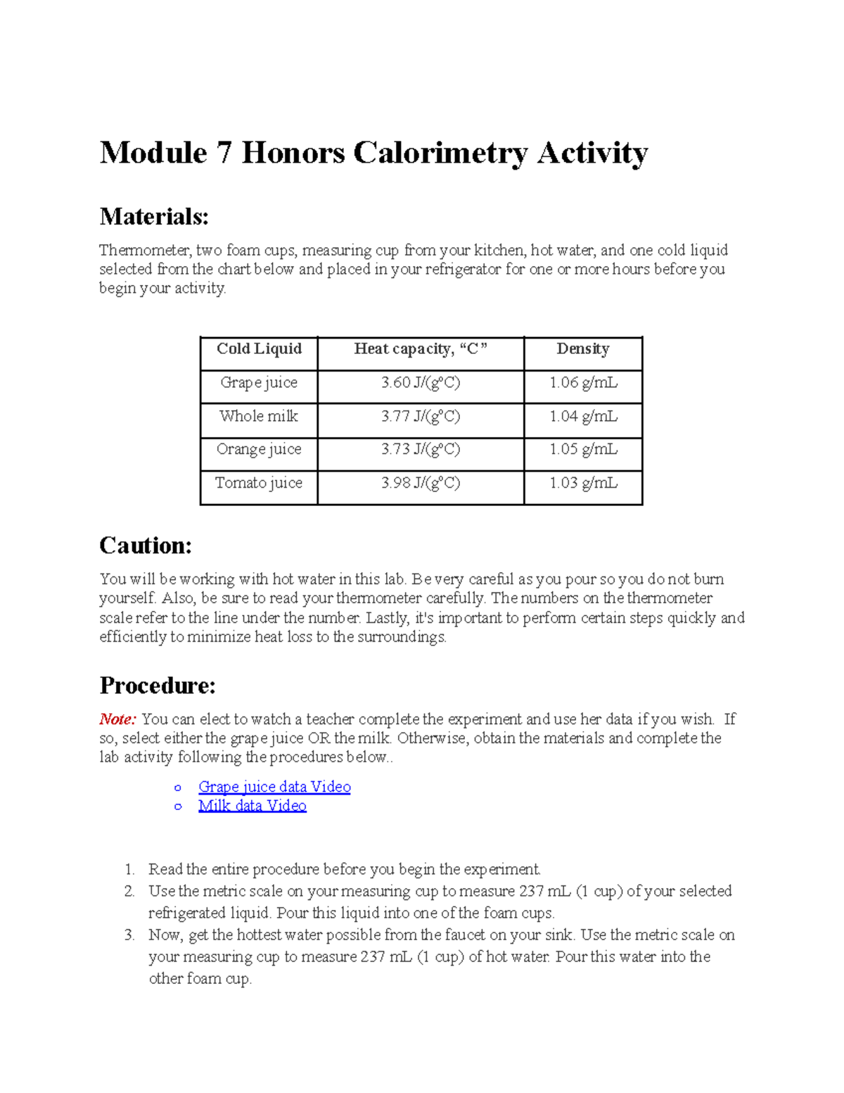7.04 Honors Calorimetry Lab Activity and Data Analysis - Studocu