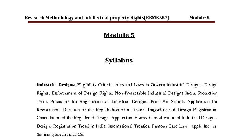 BRMK557 Research Methodology: Industrial Designs & GI Rights Overview ...