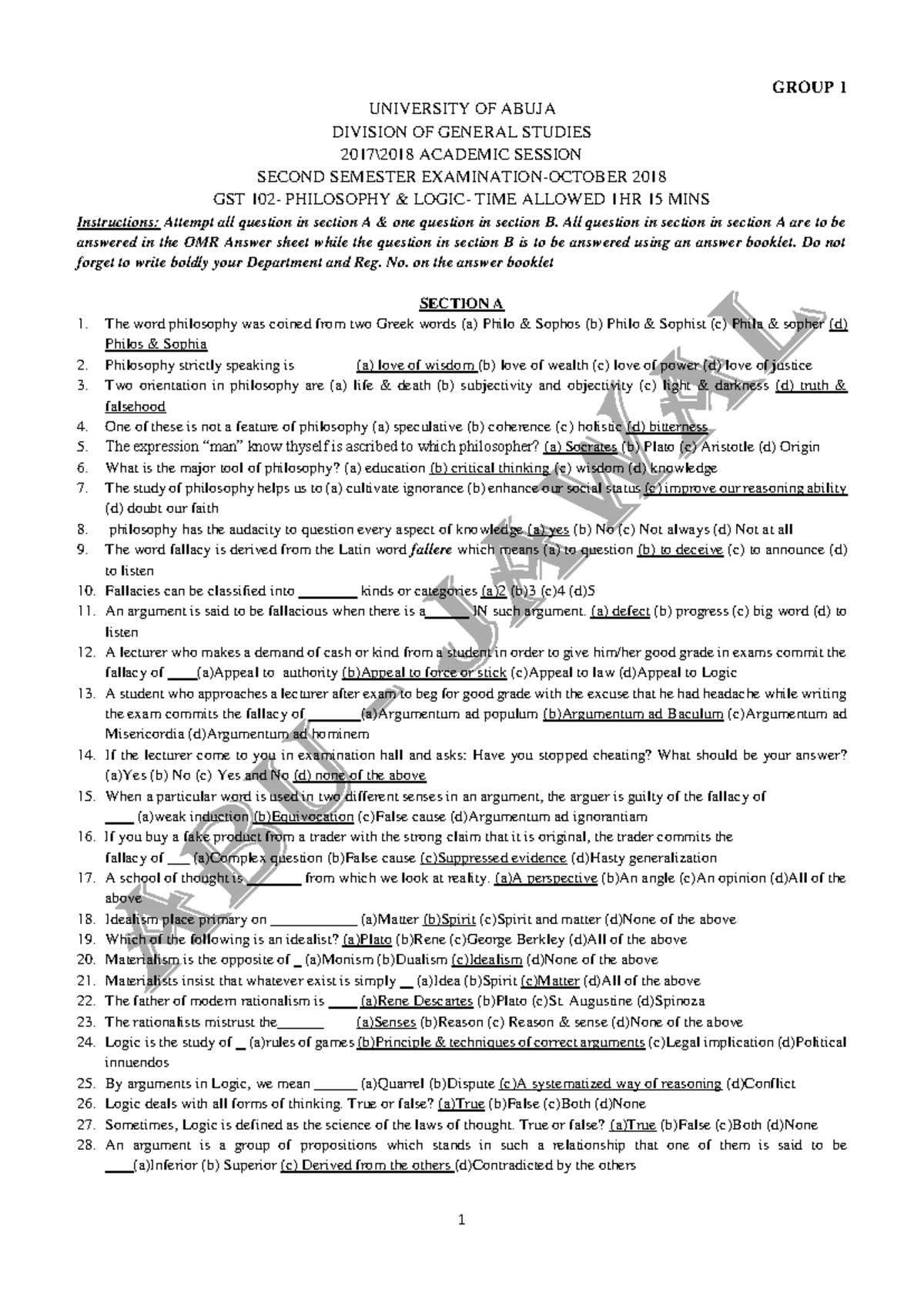 GST 102 Final Exam Past Questions and Answers (2017/2018 Session) - Studocu