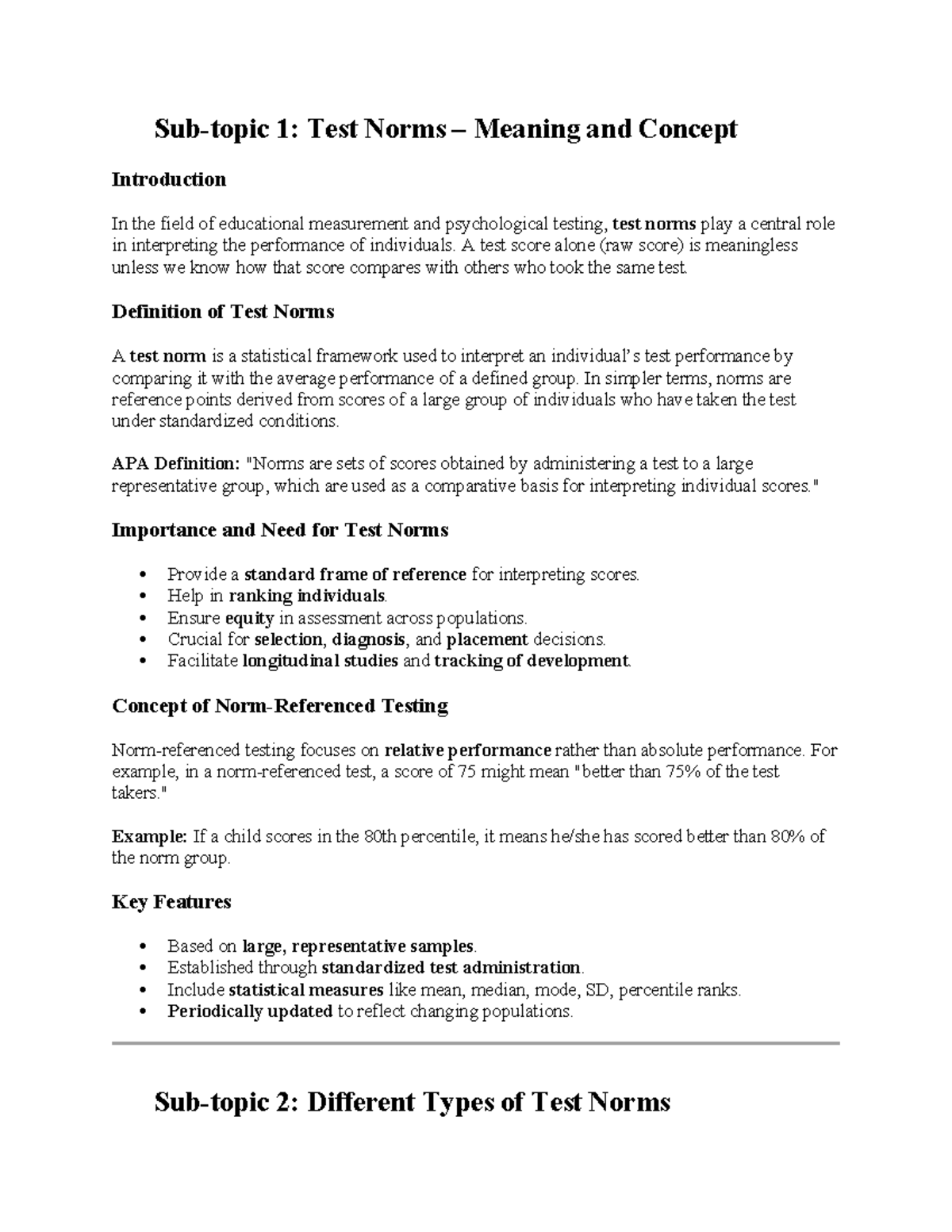Unit 5: Test Norms and Development of Research Tools - Studocu