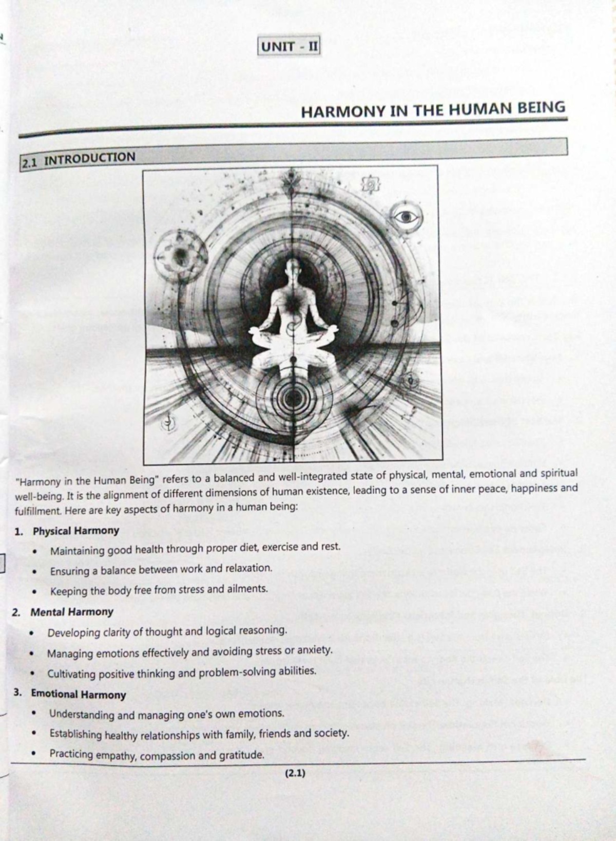 UHV Unit 2 Notes: Achieving Harmony in the Human Being - Studocu
