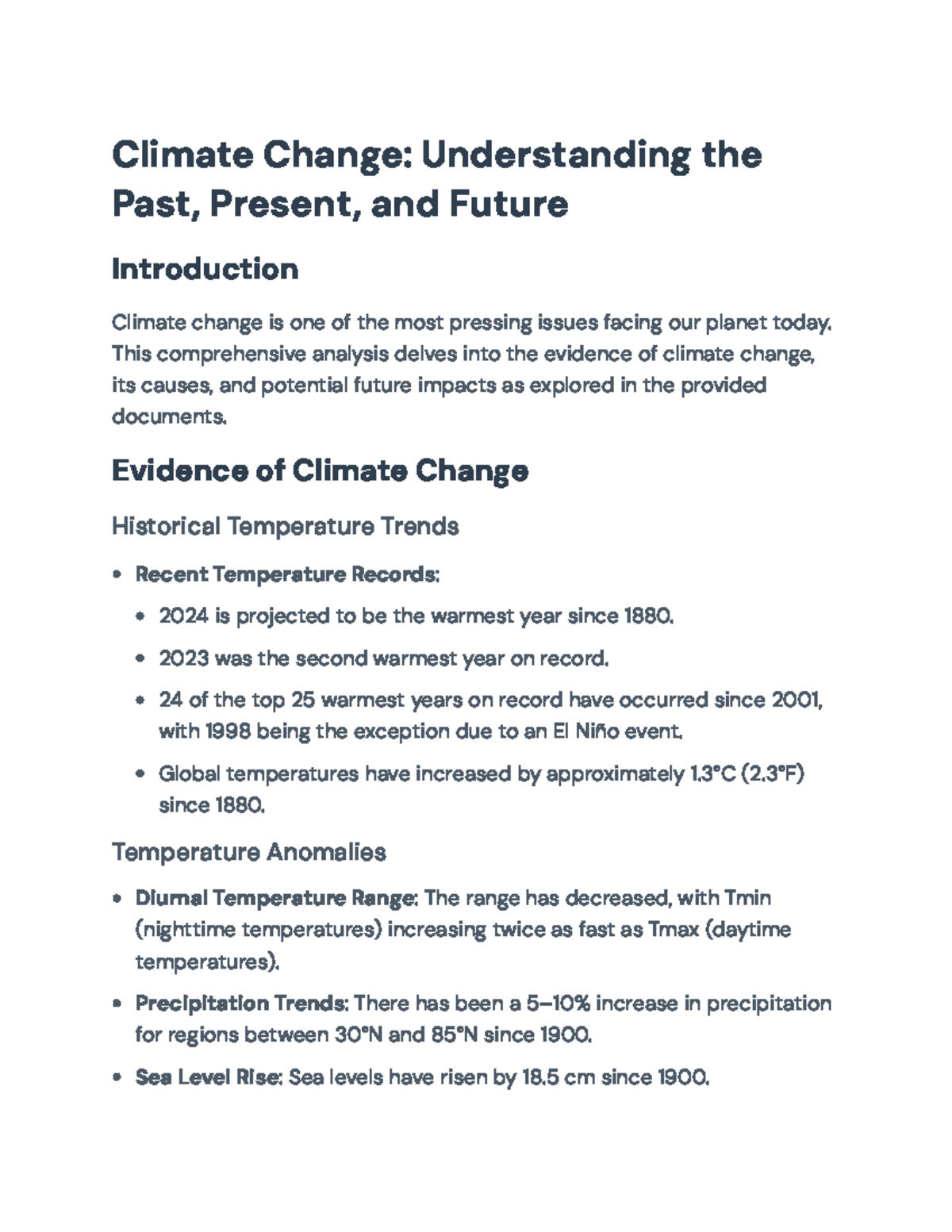 Climate Change: Evidence, Causes, and Future Impacts Analysis (CC 101 ...
