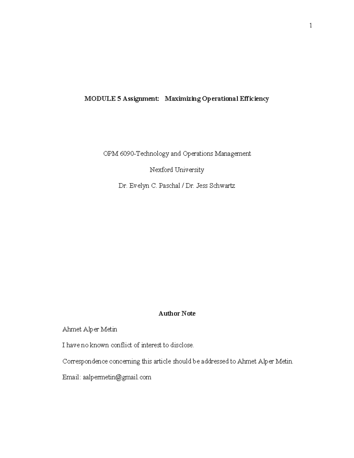 OPM 6090 Module 5 Assignment: Enhancing Efficiency in Amazon Operations ...