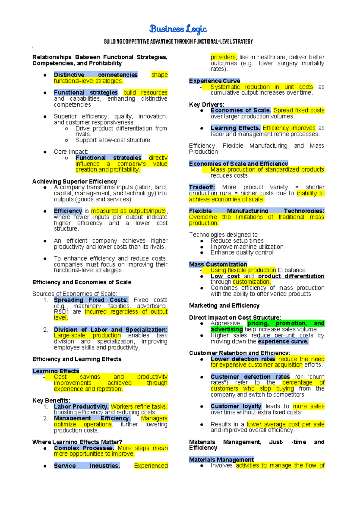 Business Logic - Building Competitive Advantage through Functional ...