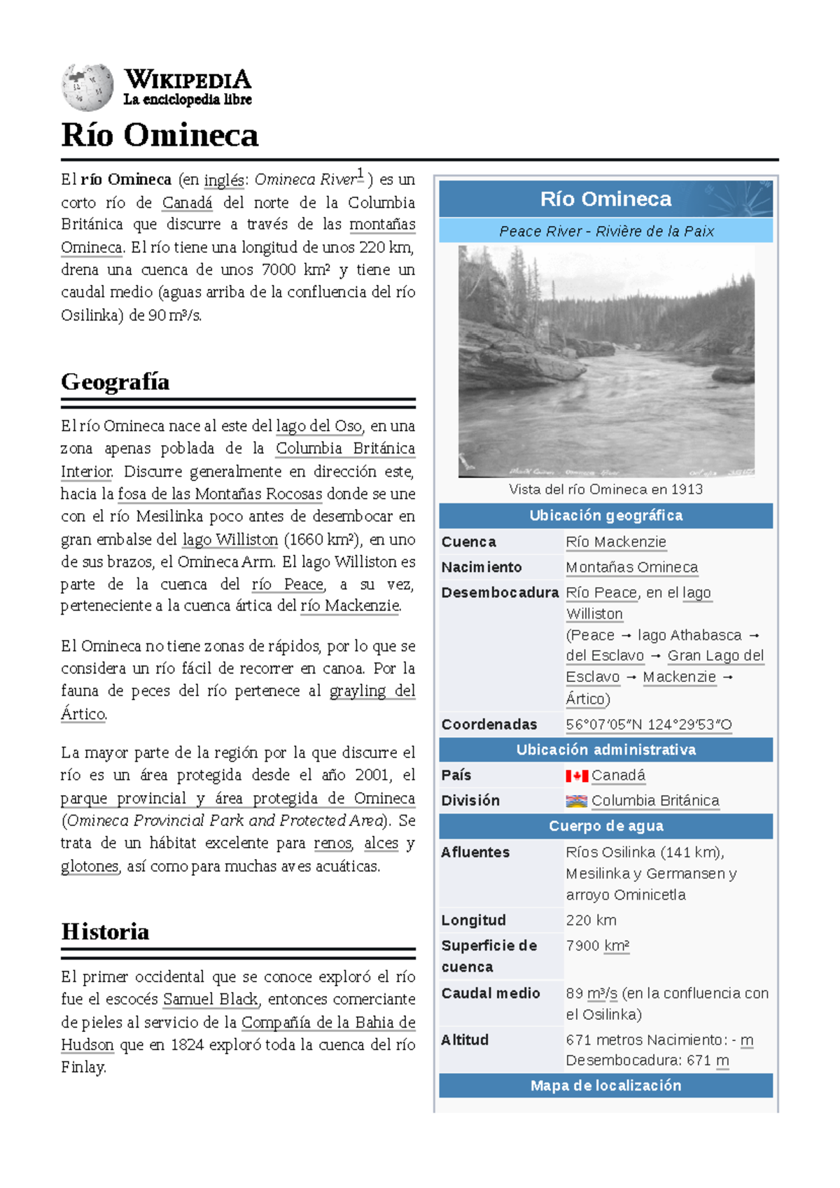 Río Omineca: Datos Geográficos y Ecología en Columbia Británica - Studocu