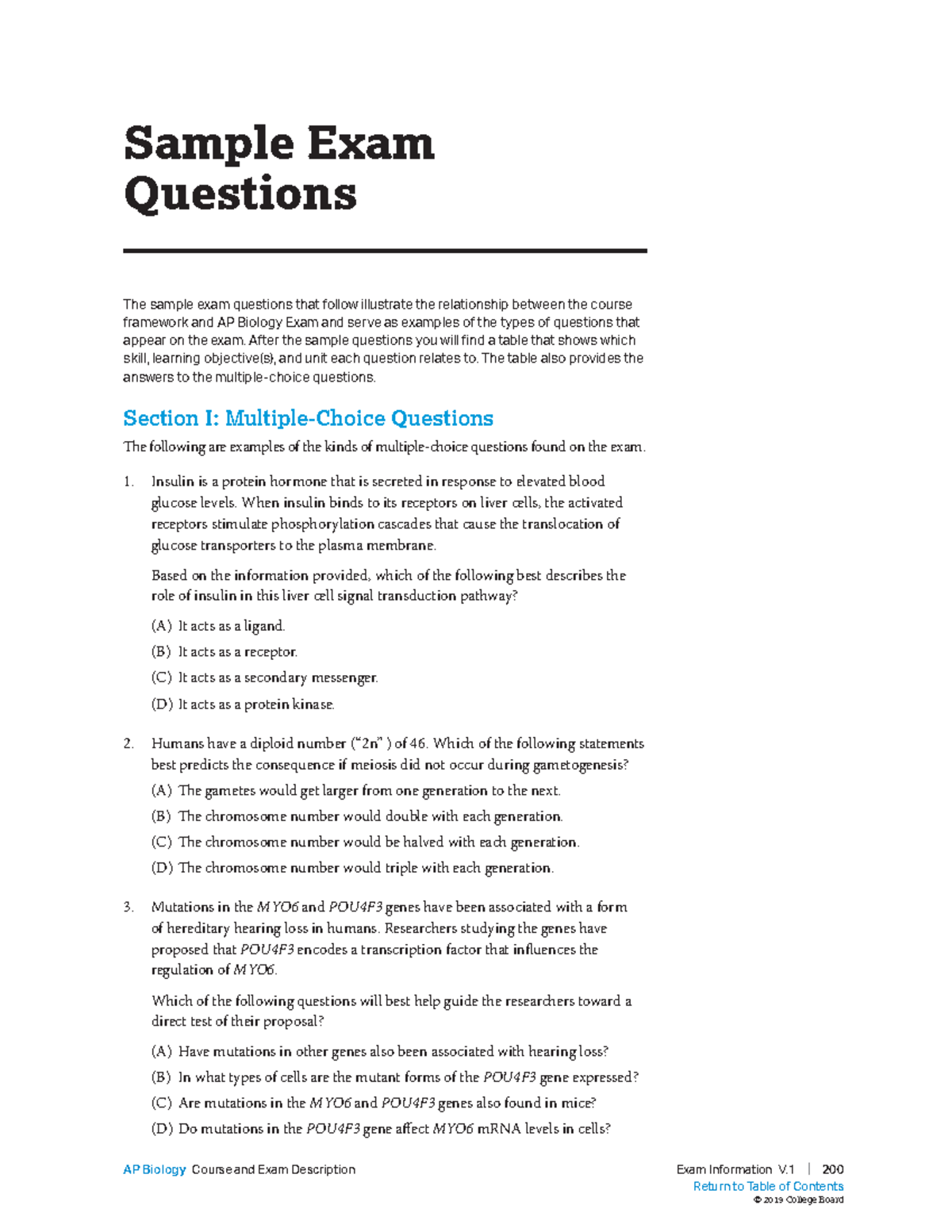 2019 AP Biology Exam Practice Questions and Sample Answers - Studocu