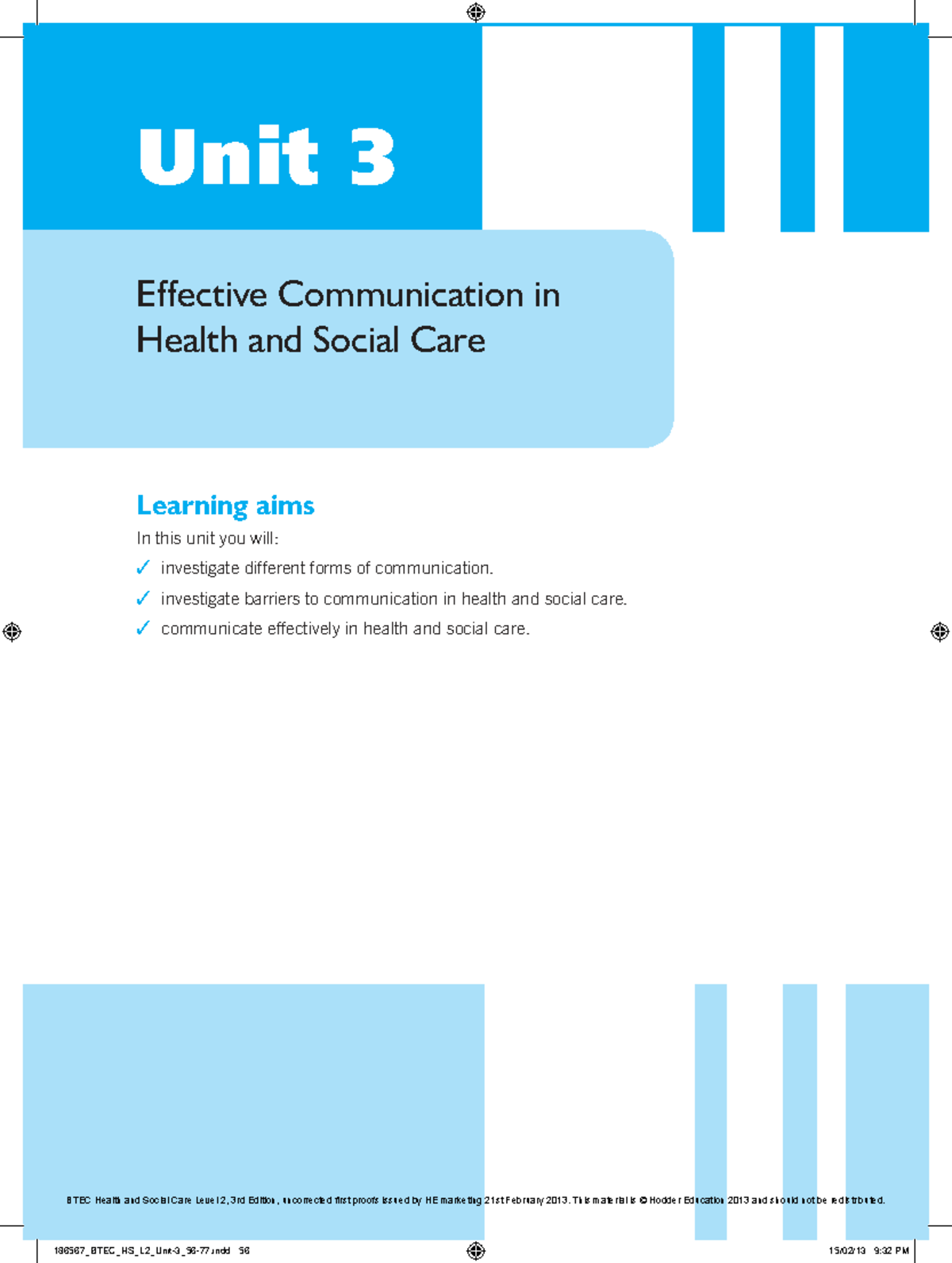 Unit 3 Effective Communication in Health and Social Care: A ...